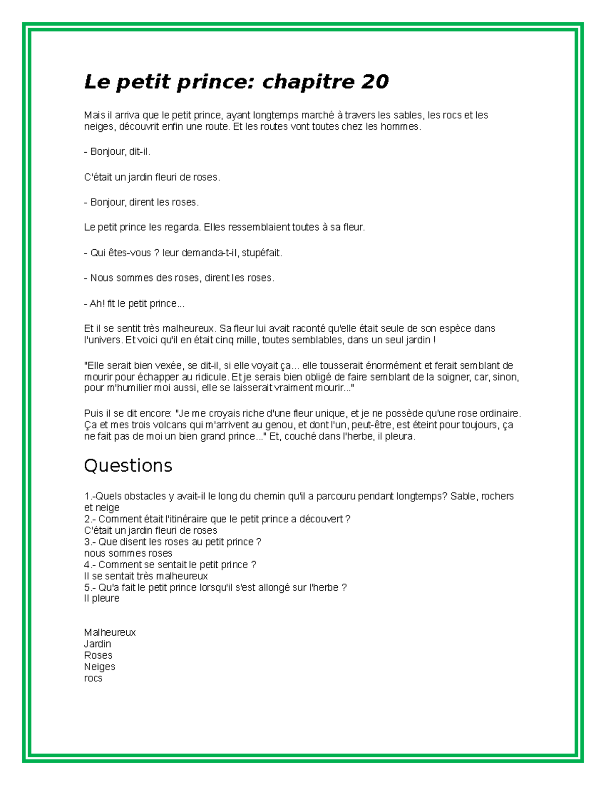 Le petite prince 7u7 - good - Le petit prince: chapitre 20 Mais il ...