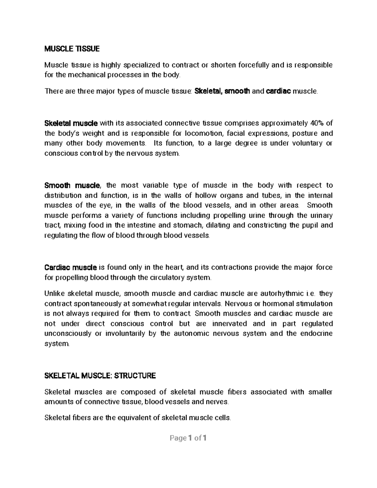 Histology of the muscle tissue - MUSCLETISSUE - Studocu
