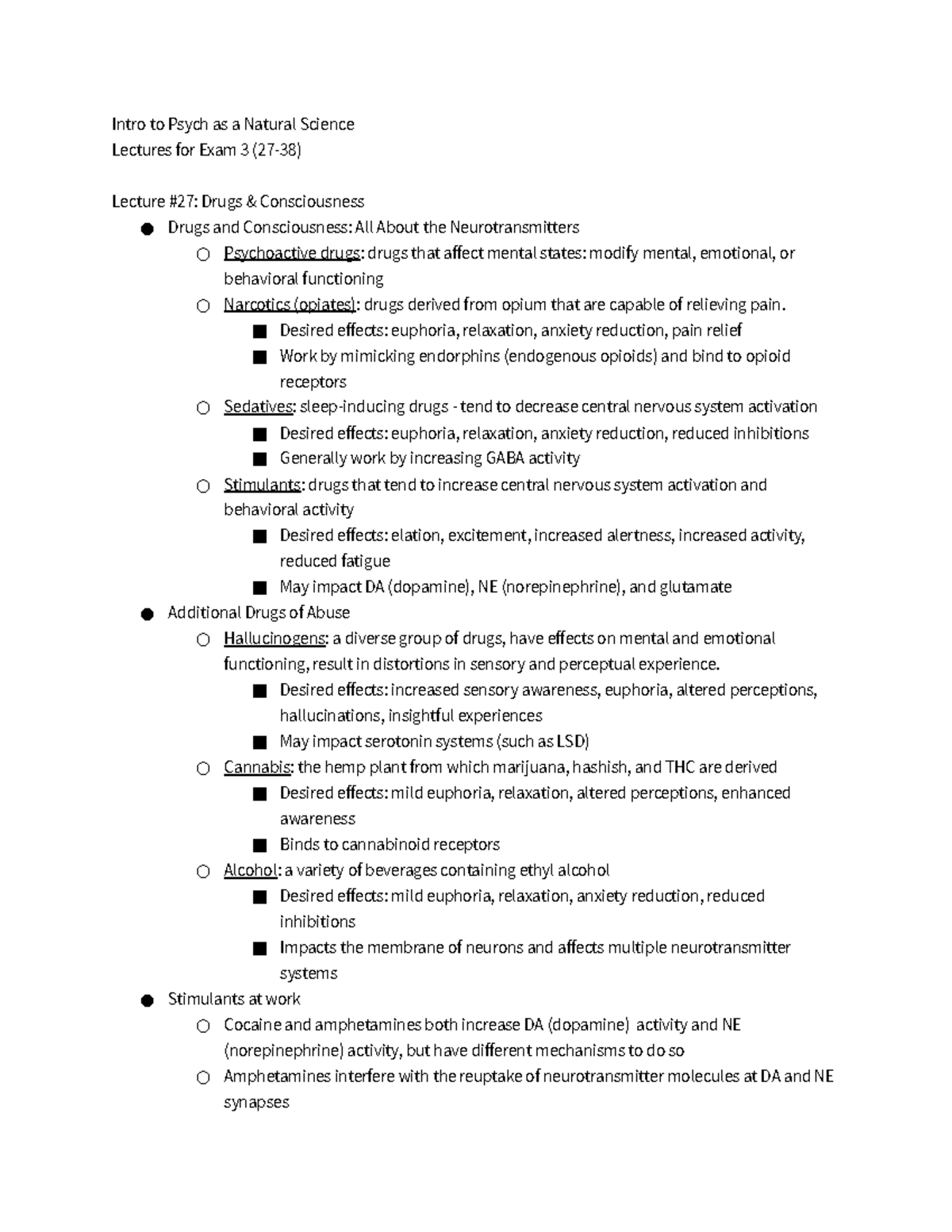 Intro to Psych Exam #3 Notes - Intro to Psych as a Natural Science ...