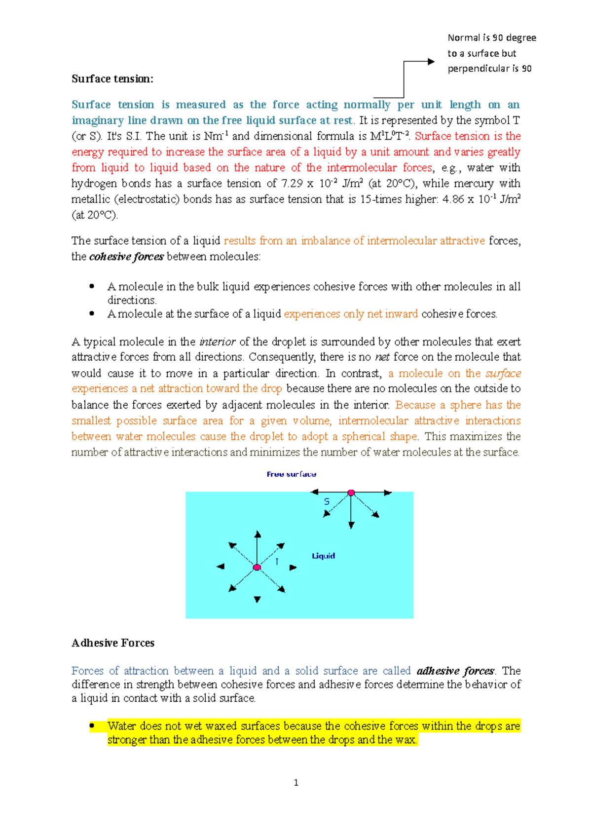 Surface tension - This is a material taught in B.Sc in Civil ...