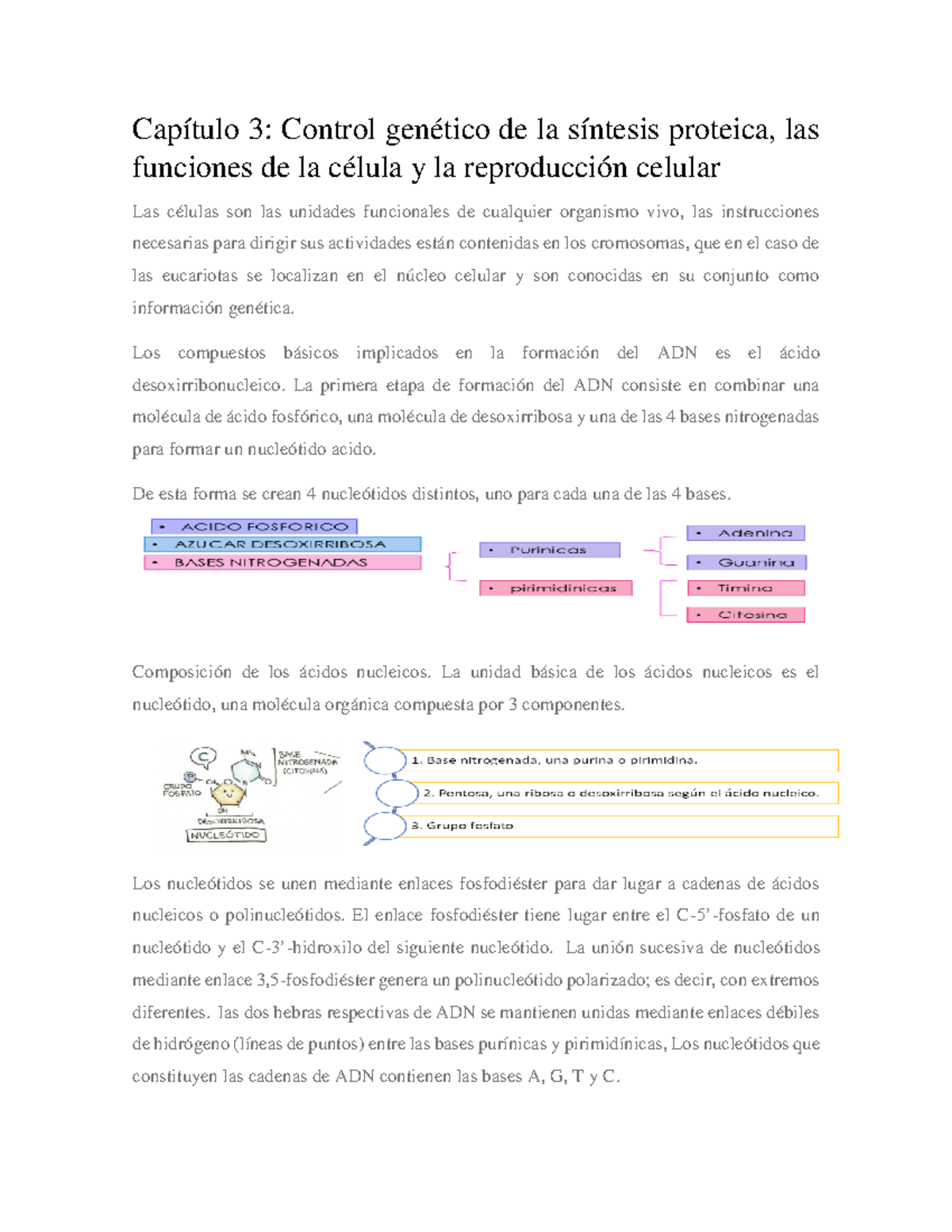 Capítulo 3 - Resuemen del capitulo #3 del Guyton 13° edicion - Capítulo 3: Control genético de ...