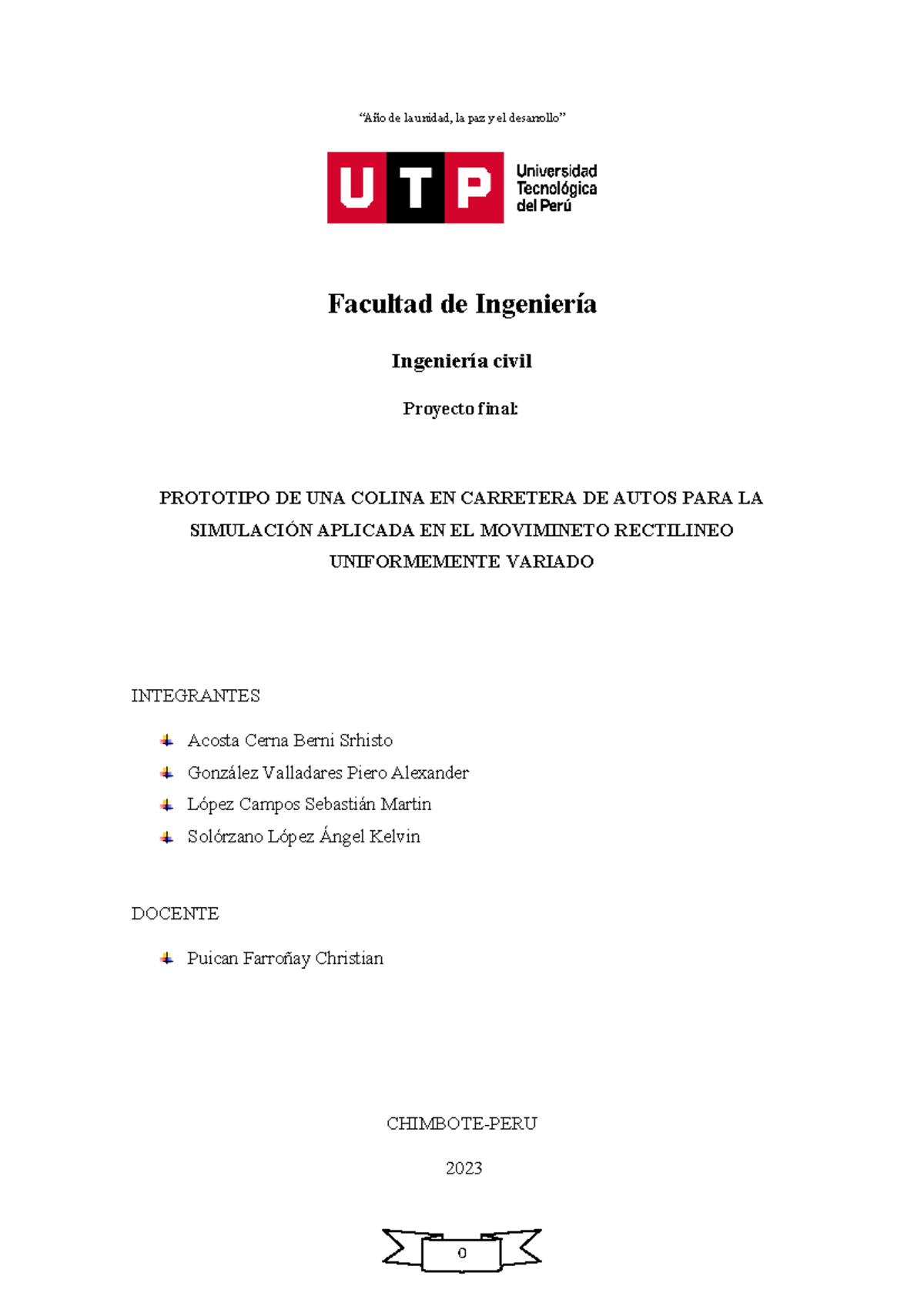 Proyecto final de caf - “Año de la unidad, la paz y el desarrollo” Facultad de Ingeniería ...