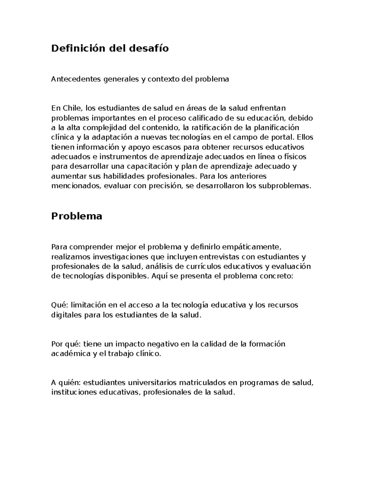 Video razonamiento - razonmaiento - Definición del desafío Antecedentes ...