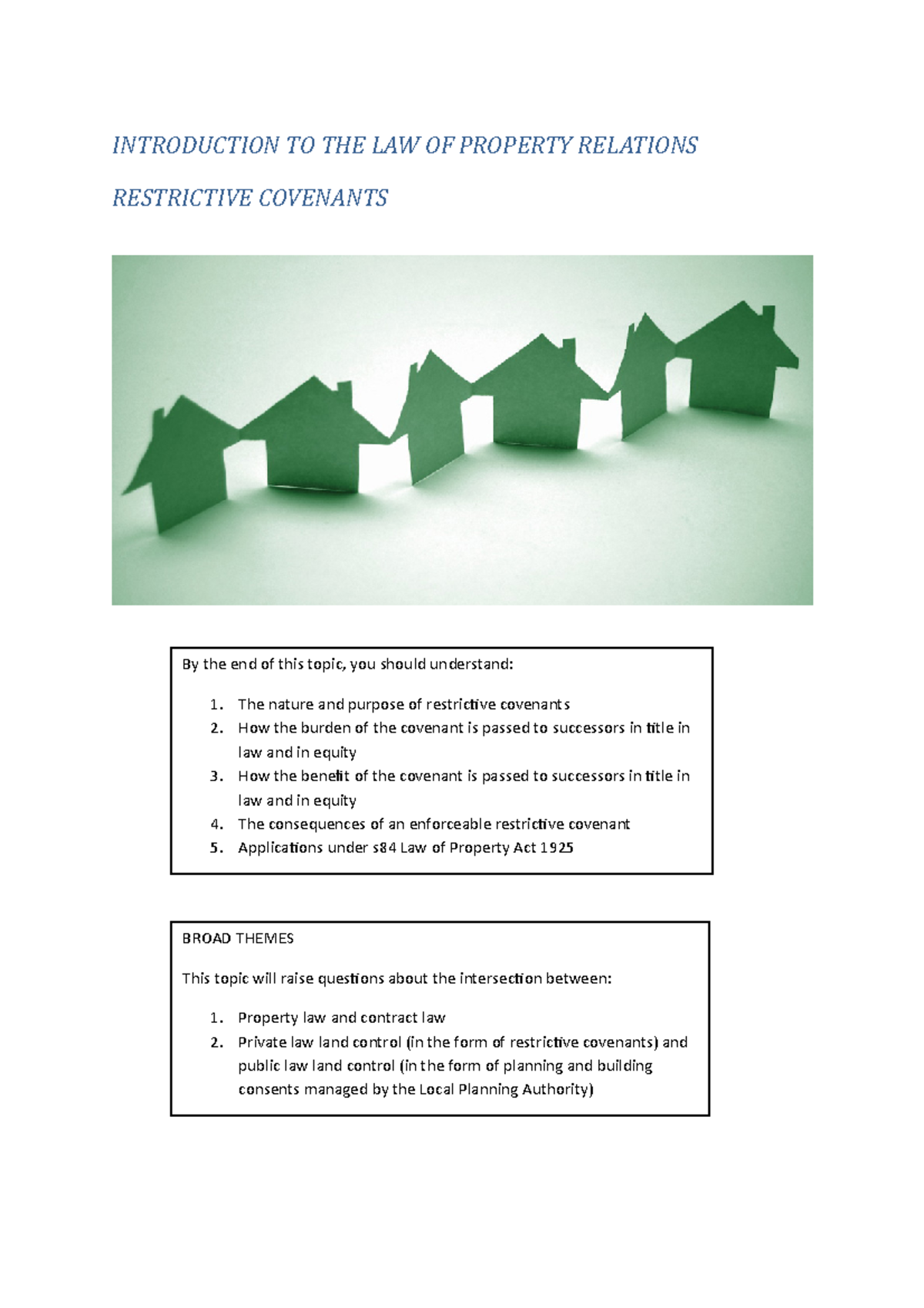 Lecture - Restrictive Covenants 2020 (1) - INTRODUCTION TO THE LAW OF ...