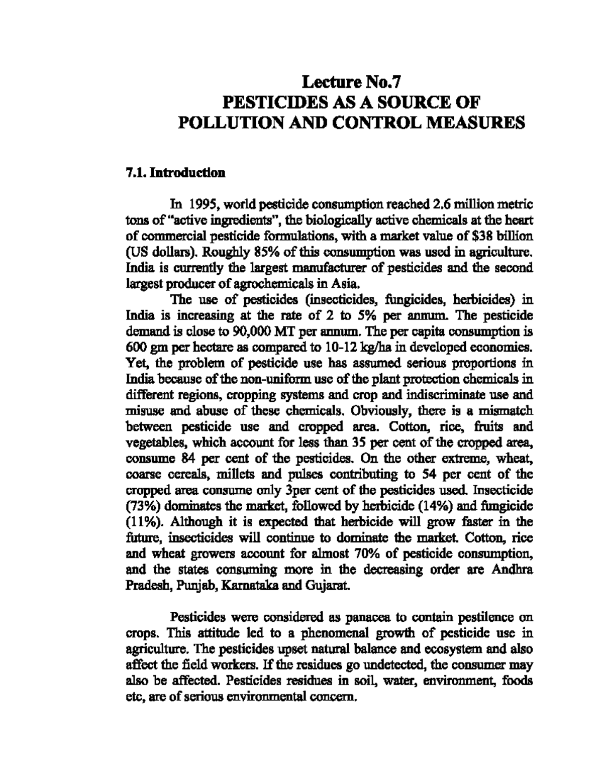 Agronomy lecture 7 - Agriculture - Studocu
