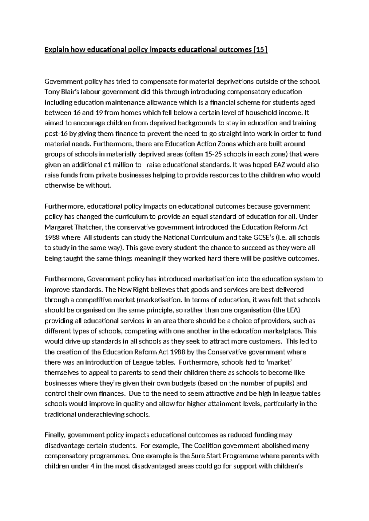 Education Policy New Right - Explain how educational policy impacts ...