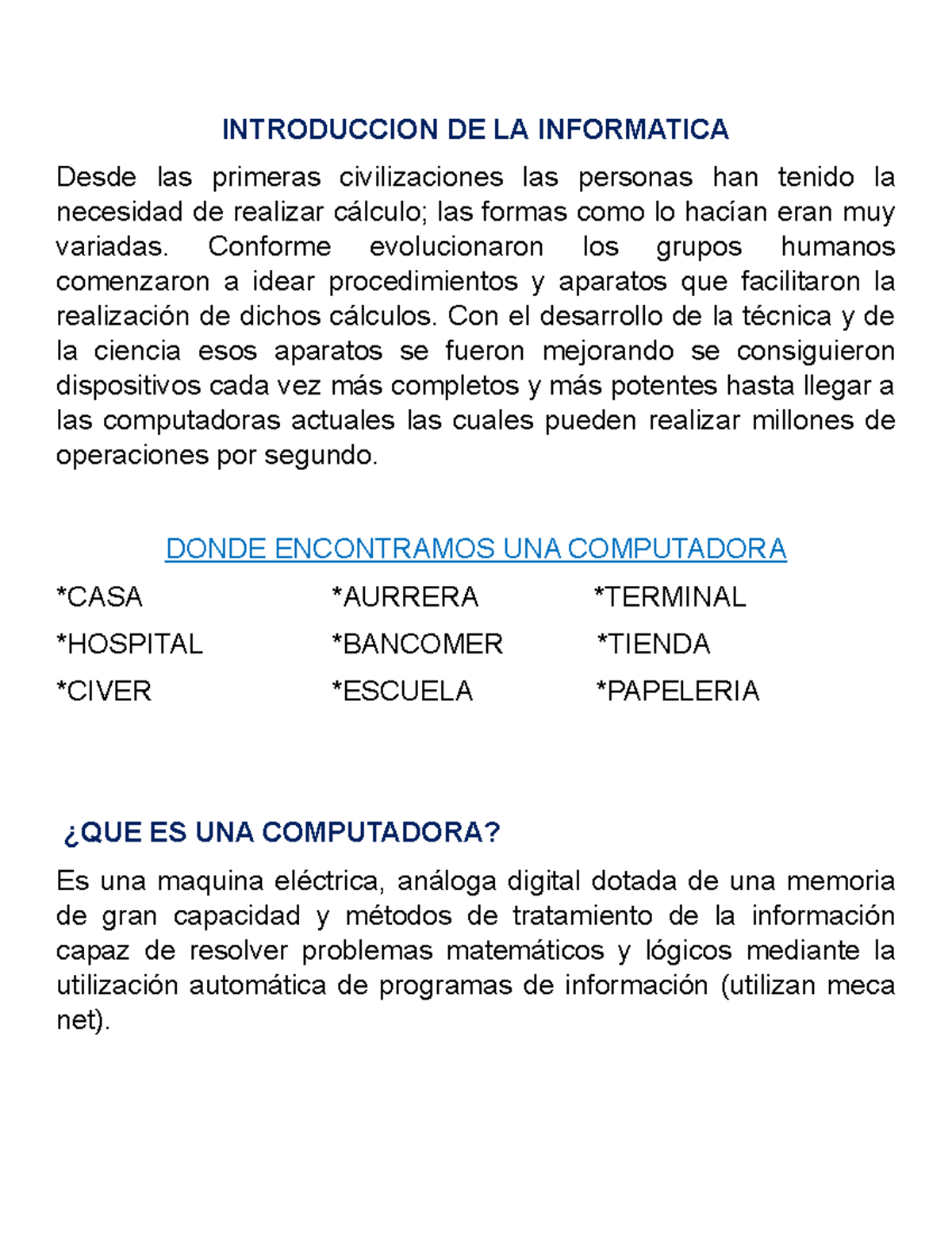 Introduccion DE LA Informatica imprimir - INTRODUCCION DE LA ...