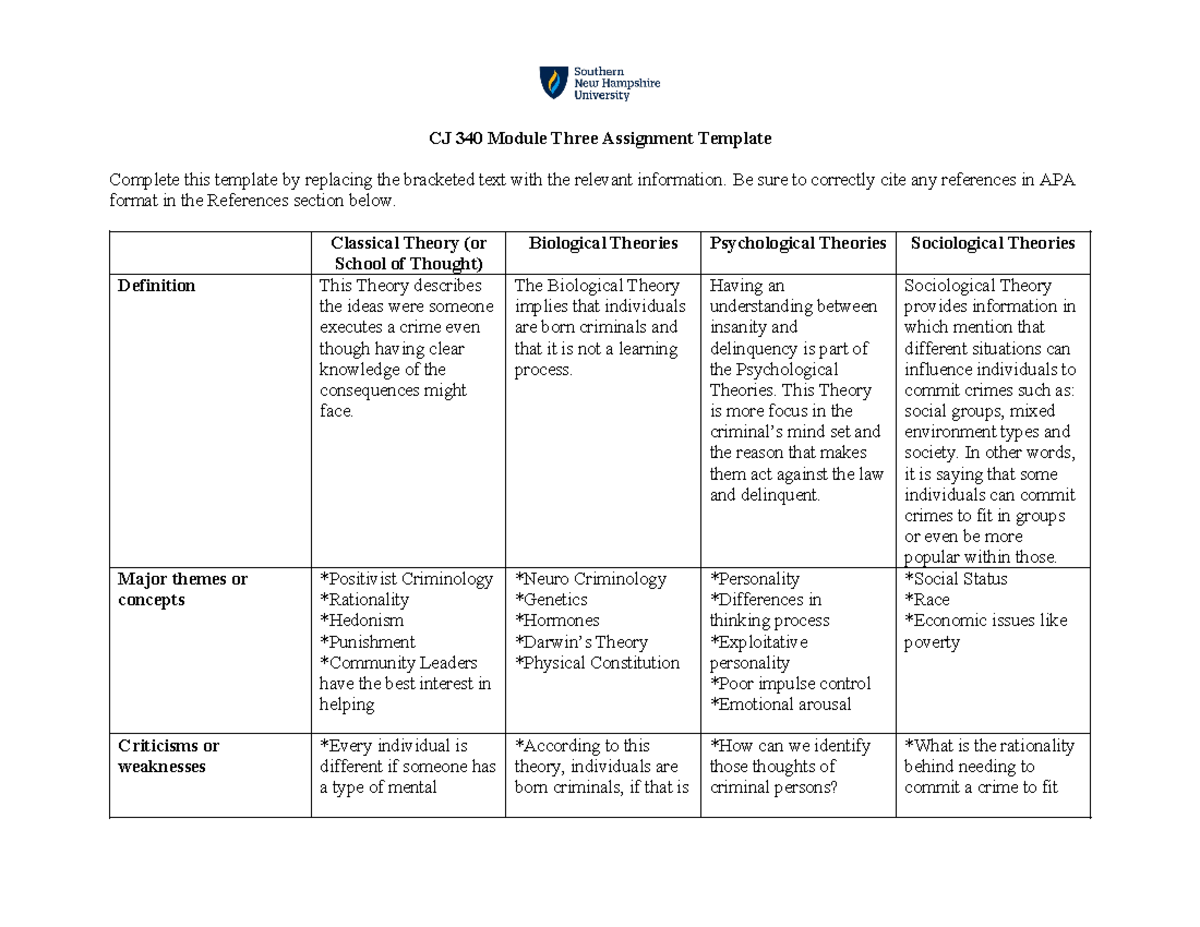 CJ 340 Module Three Assignment Template - CJ 340 Module Three ...