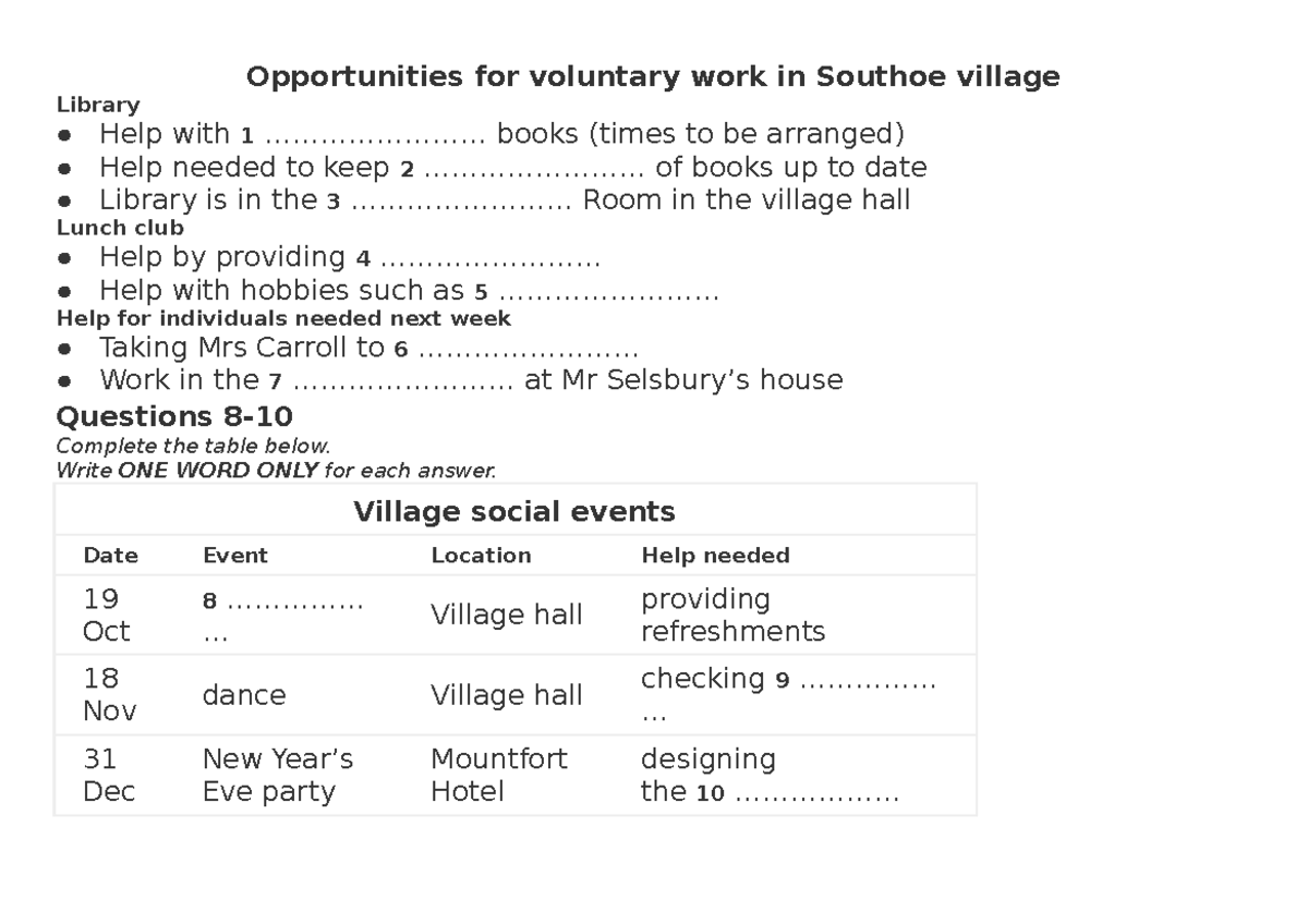 Opportunities for voluntary work in Southoe village - Opportunities for ...