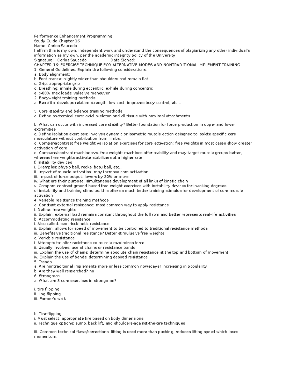 EXERCISE TECHNIQUE FOR ALTERNATIVE MODES AND NONTRADITIONAL IMPLEMENT ...