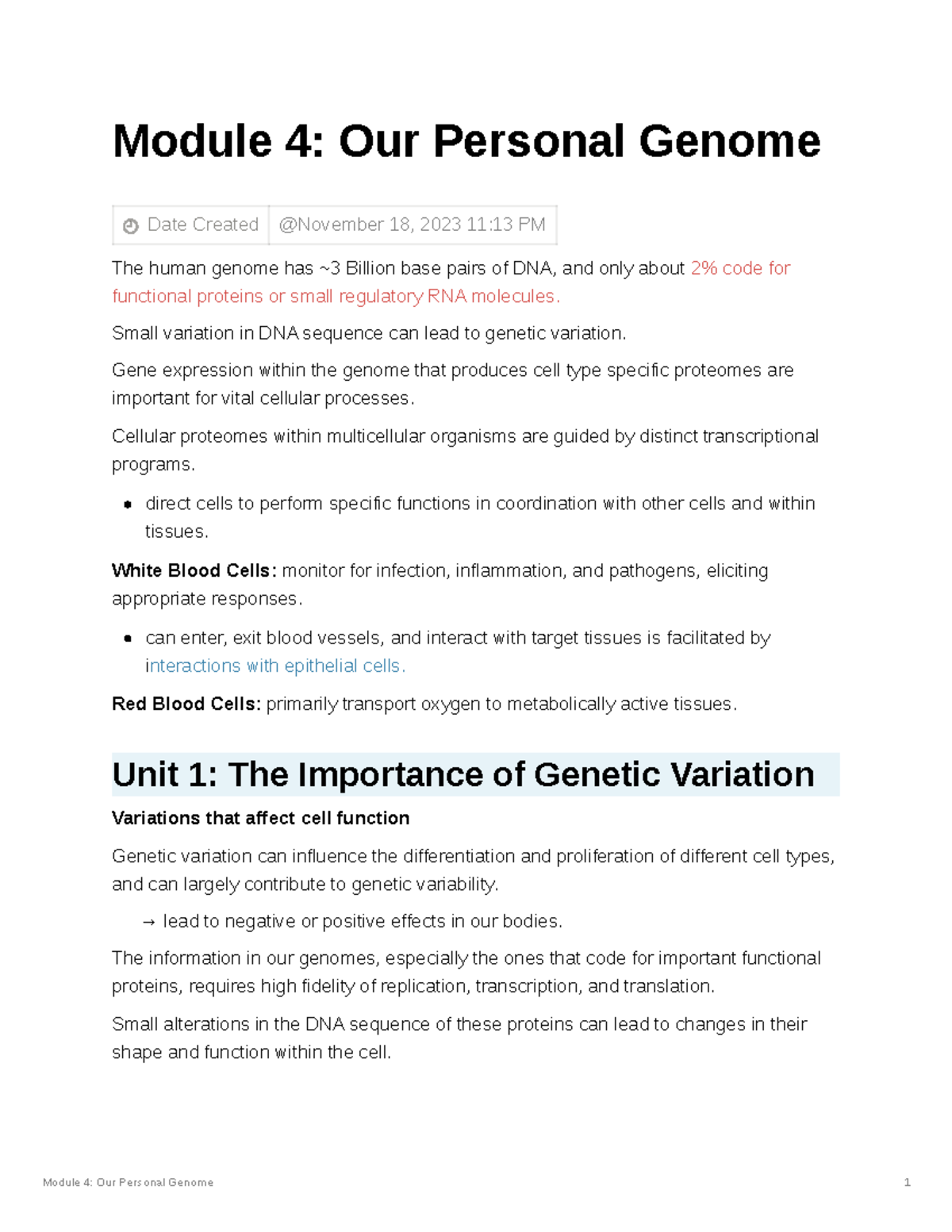 theme 5 Module 4 Our Personal Genome - Module 4: Our Personal Genome ...