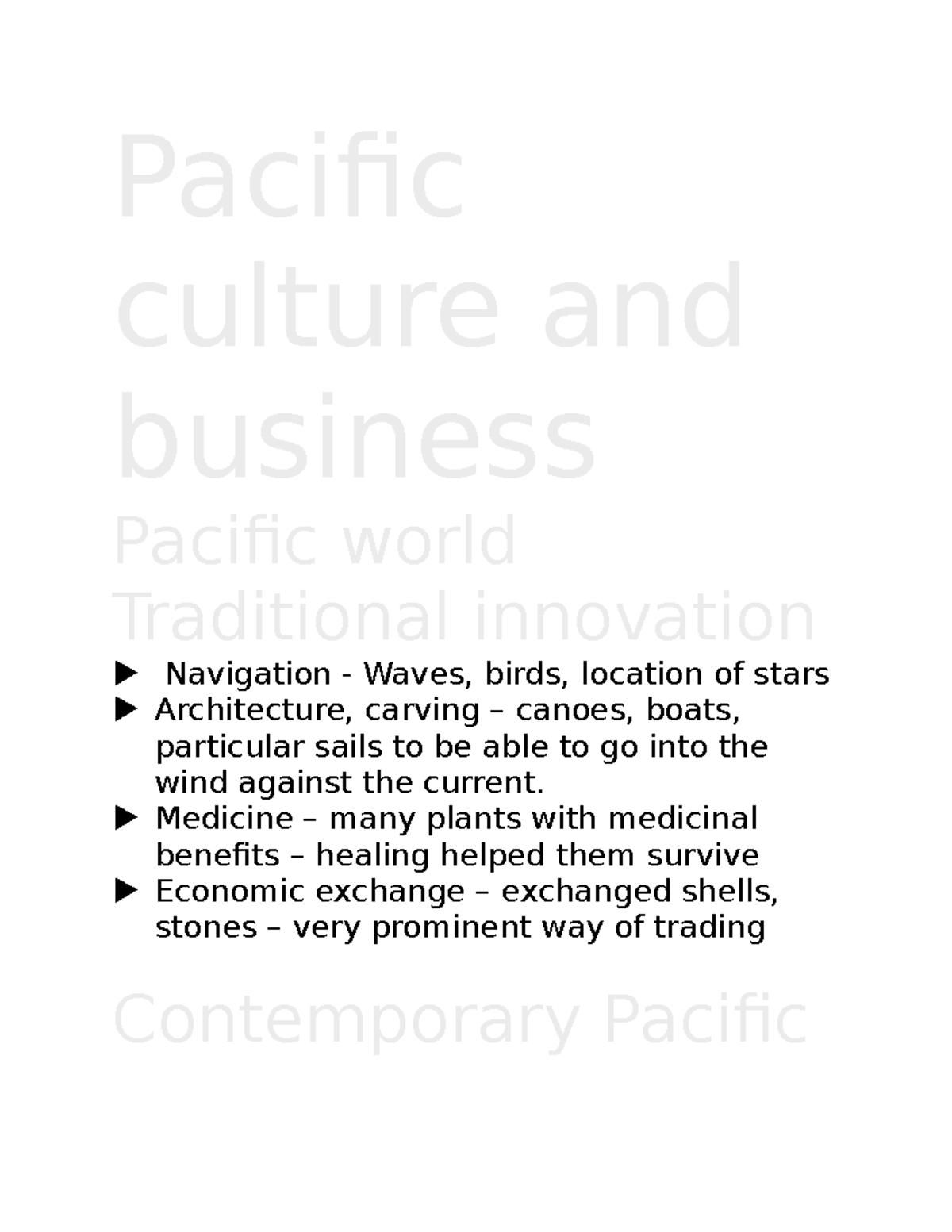 BSNS201 Pacific Cultures L20 - Pacific culture and business Pacific ...