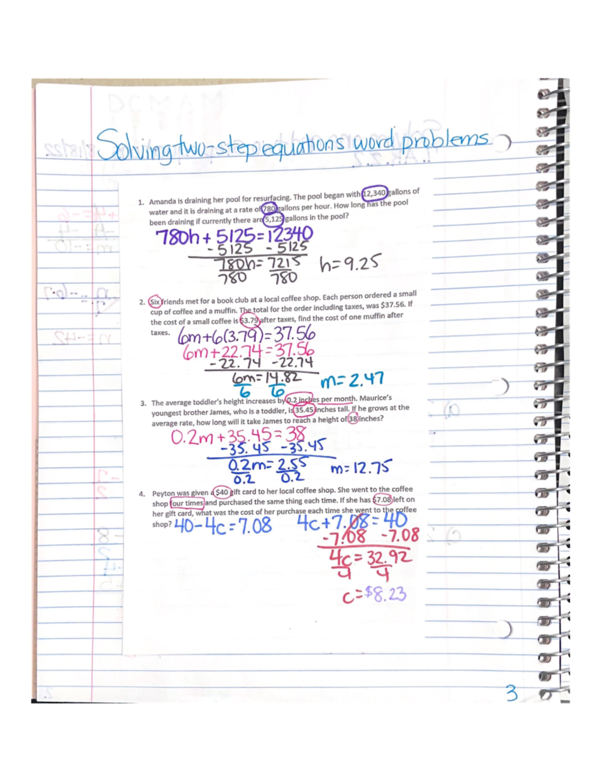 Solving 2 Step Equations Word Problems - Studocu