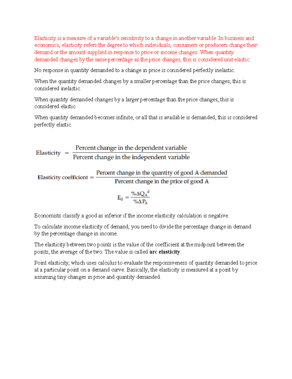 Microecon Online notes - Elasticity is a measure of a sensitivity to a ...