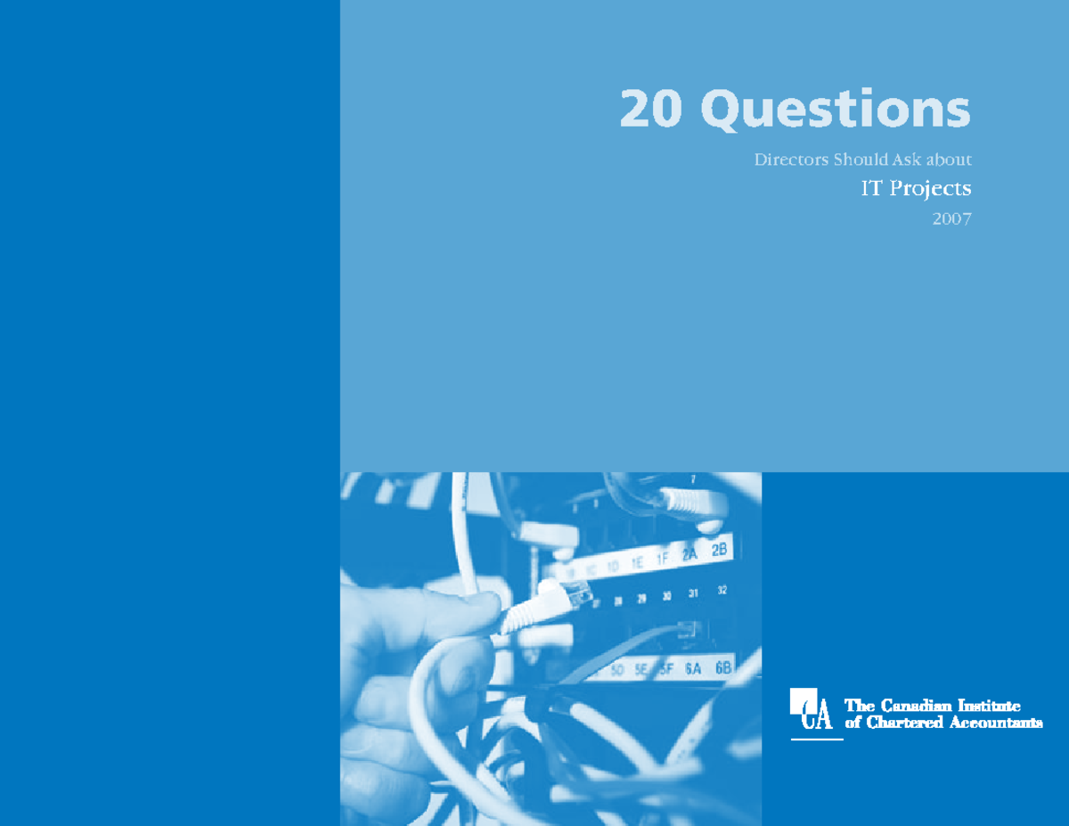 20 questions IT Projects - 20 Questions Directors Should Ask about IT ...
