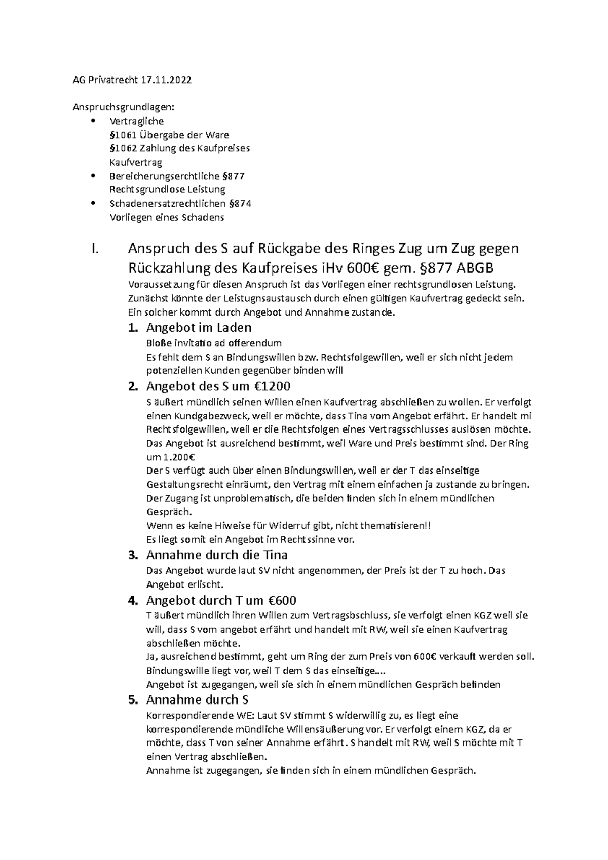 Drohung, laesio enormis, Wucher - AG Privatrecht 17 ...