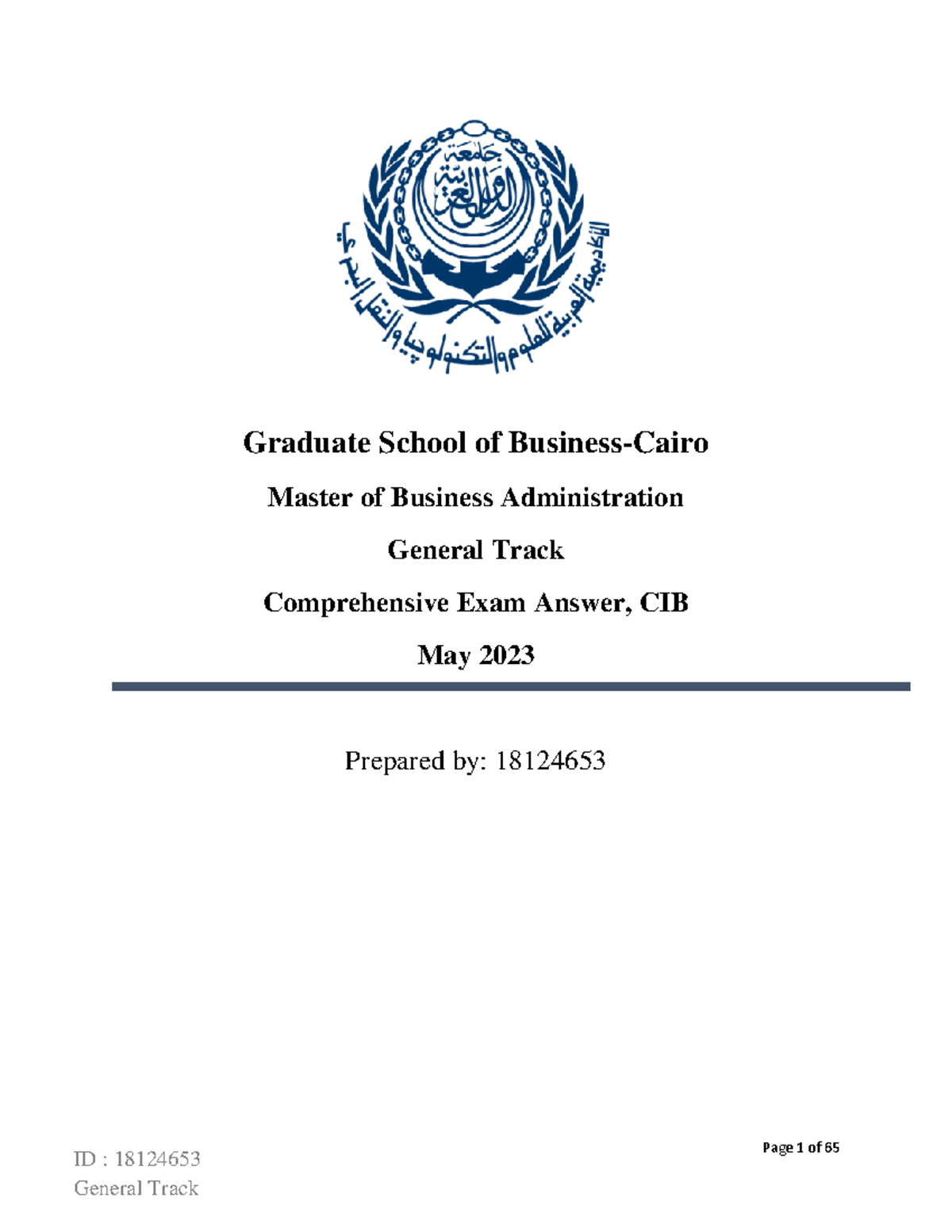 18124653 - sdfsdfsd - Page 1 of 65 ID : 18124653 Graduate School of ...