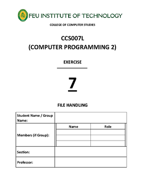 [M4- Technical] - M4 - Technical - COLLEGE OF COMPUTER STUDIES AND MULTIMEDIA ARTS CCS0015L ...