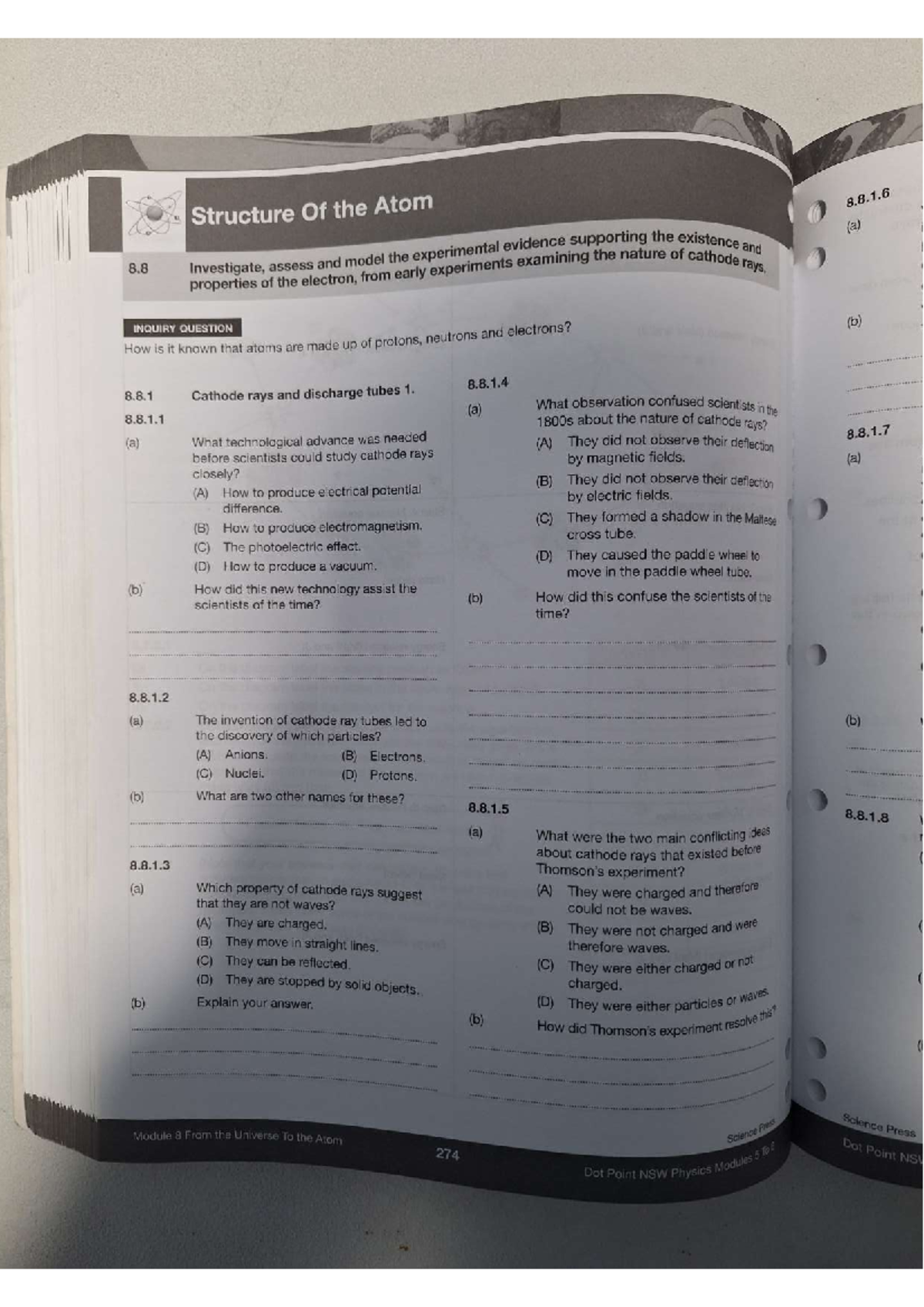 Model of the Atom Questions - Structure Of the Atom 8.8 (a) Investigate ...
