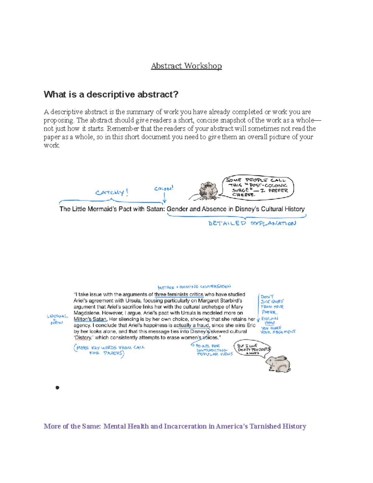 Abstract workshop - Abstract Workshop What is a descriptive abstract? A ...