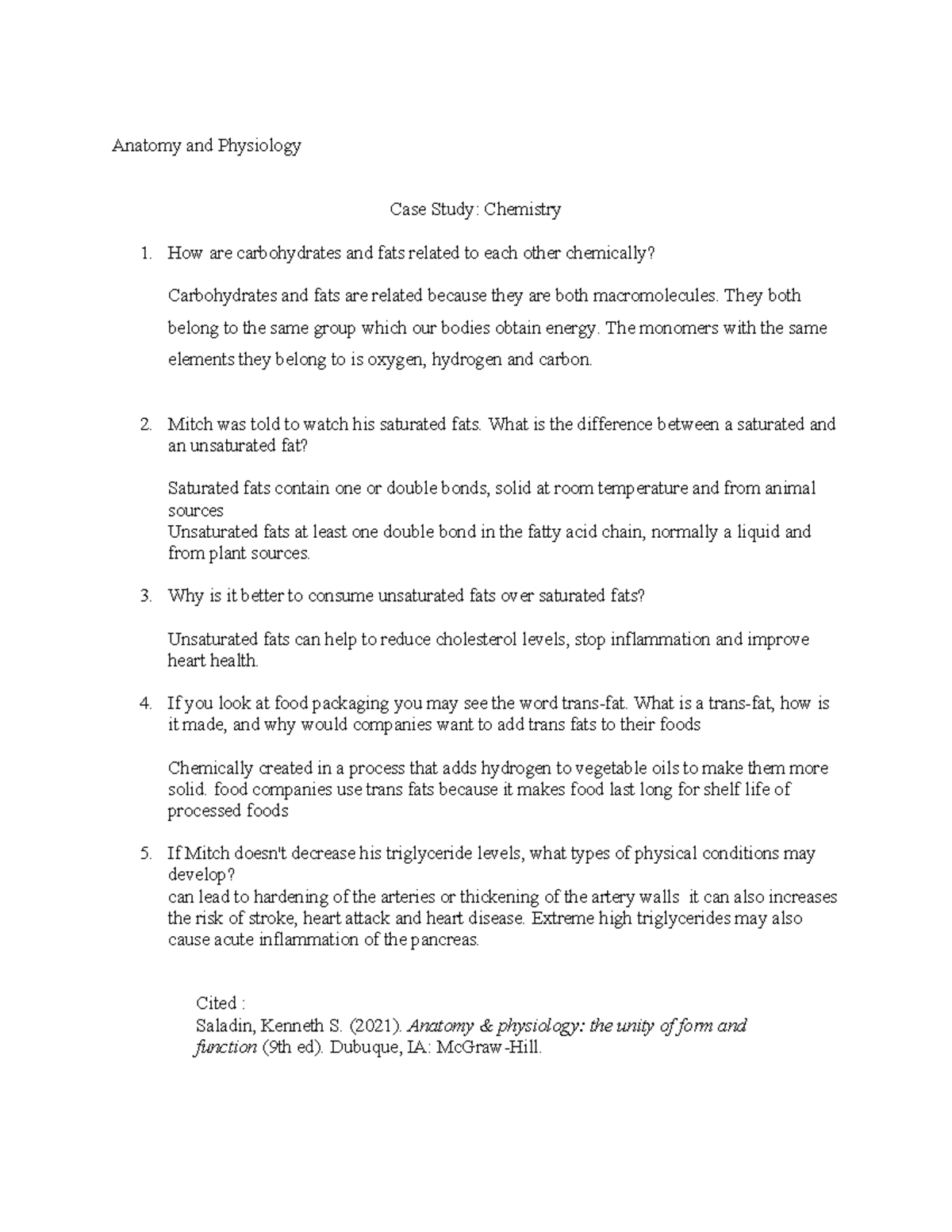 class case study mac - Anatomy and Physiology Case Study: Chemistry How ...