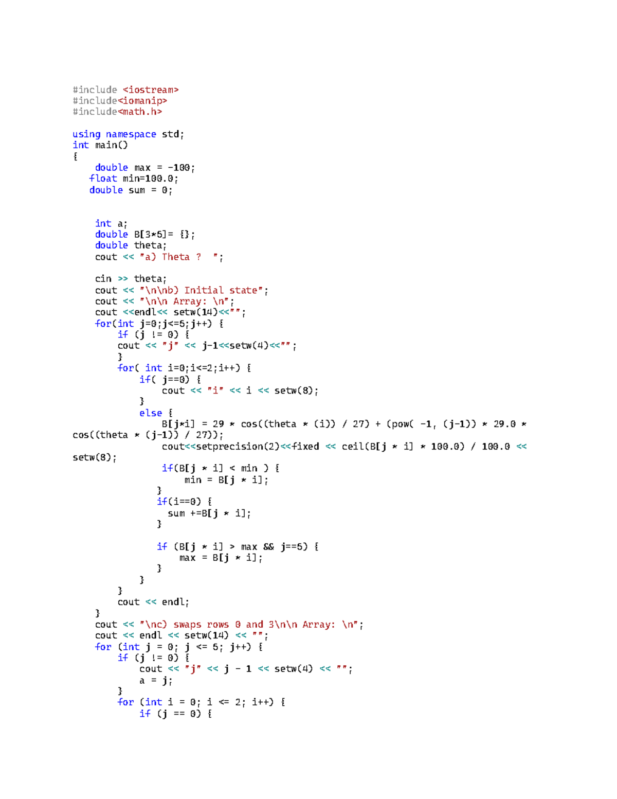 MIAE 215 assignement 4 - #include #include #include using namespace std; int main() { double max ...