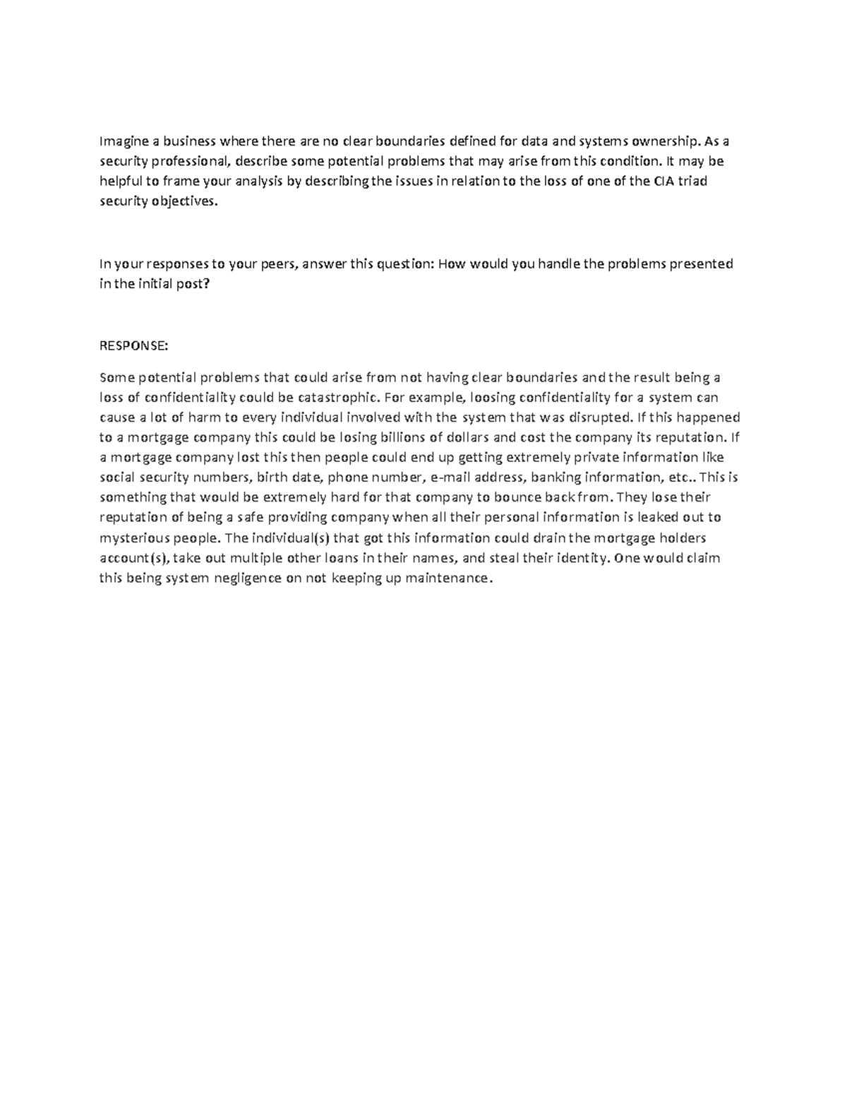 CYB-200 2-1 Discussion-Data Asset Protection - Imagine a business where ...