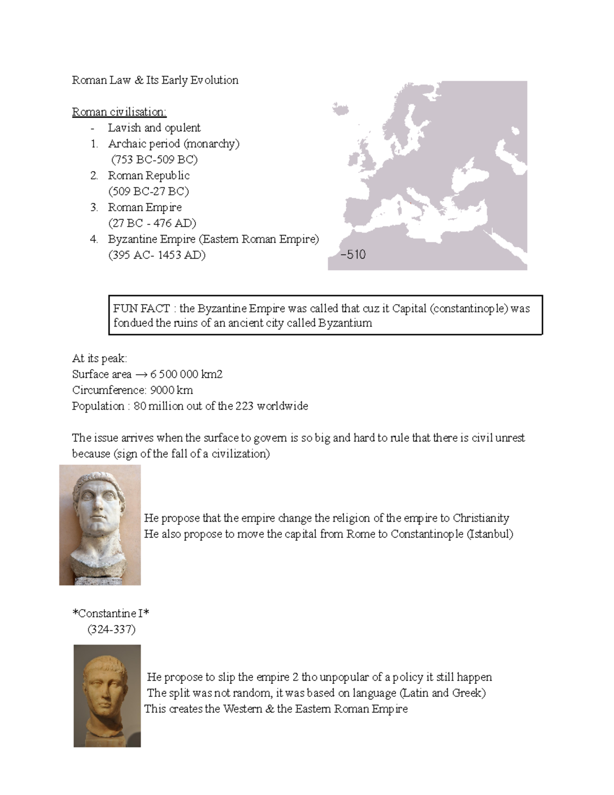 History of law class notes starting from the roman law/byzantine empire ...