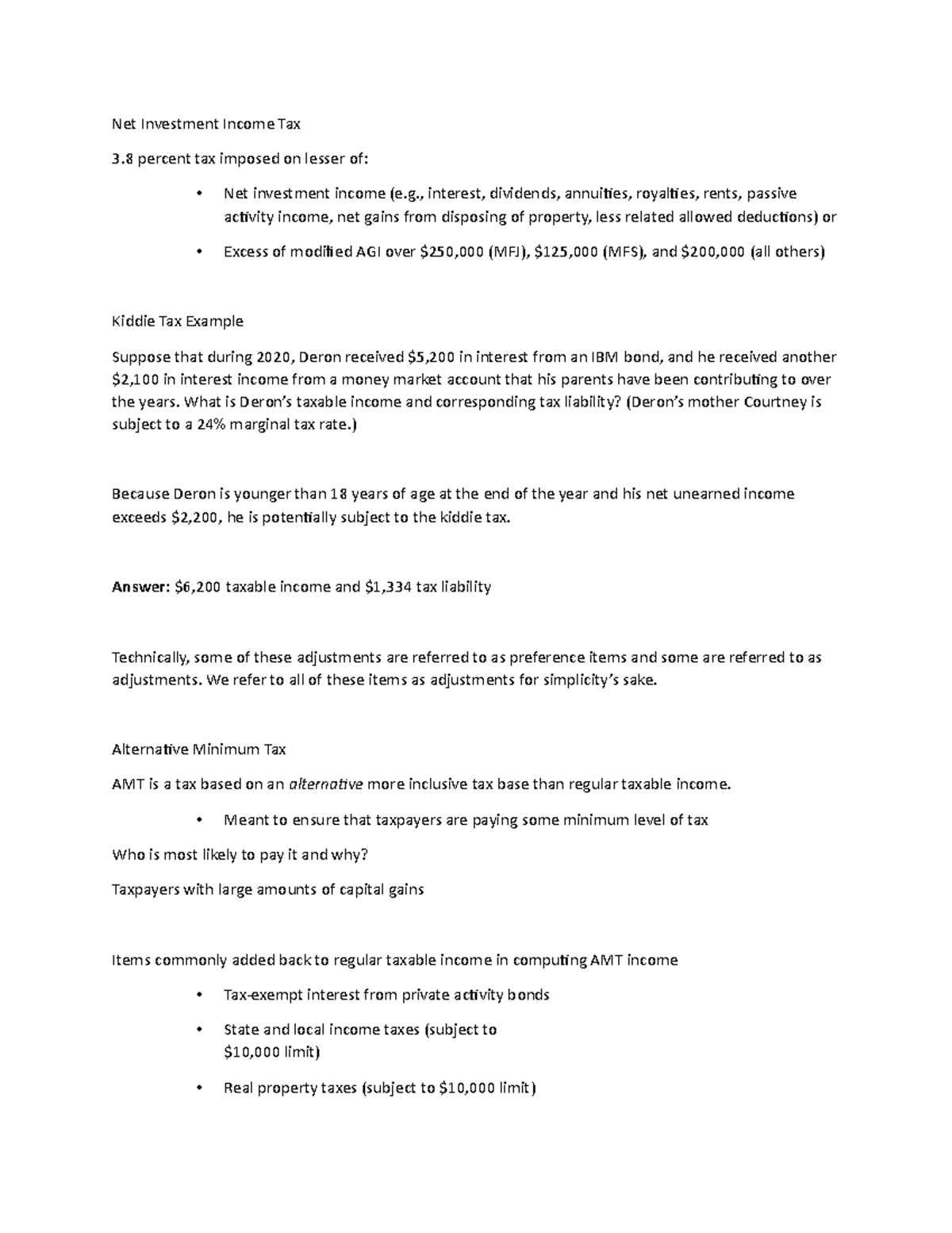 Lecture Notes 28 - Net Investment Income Tax 3 percent tax imposed on ...