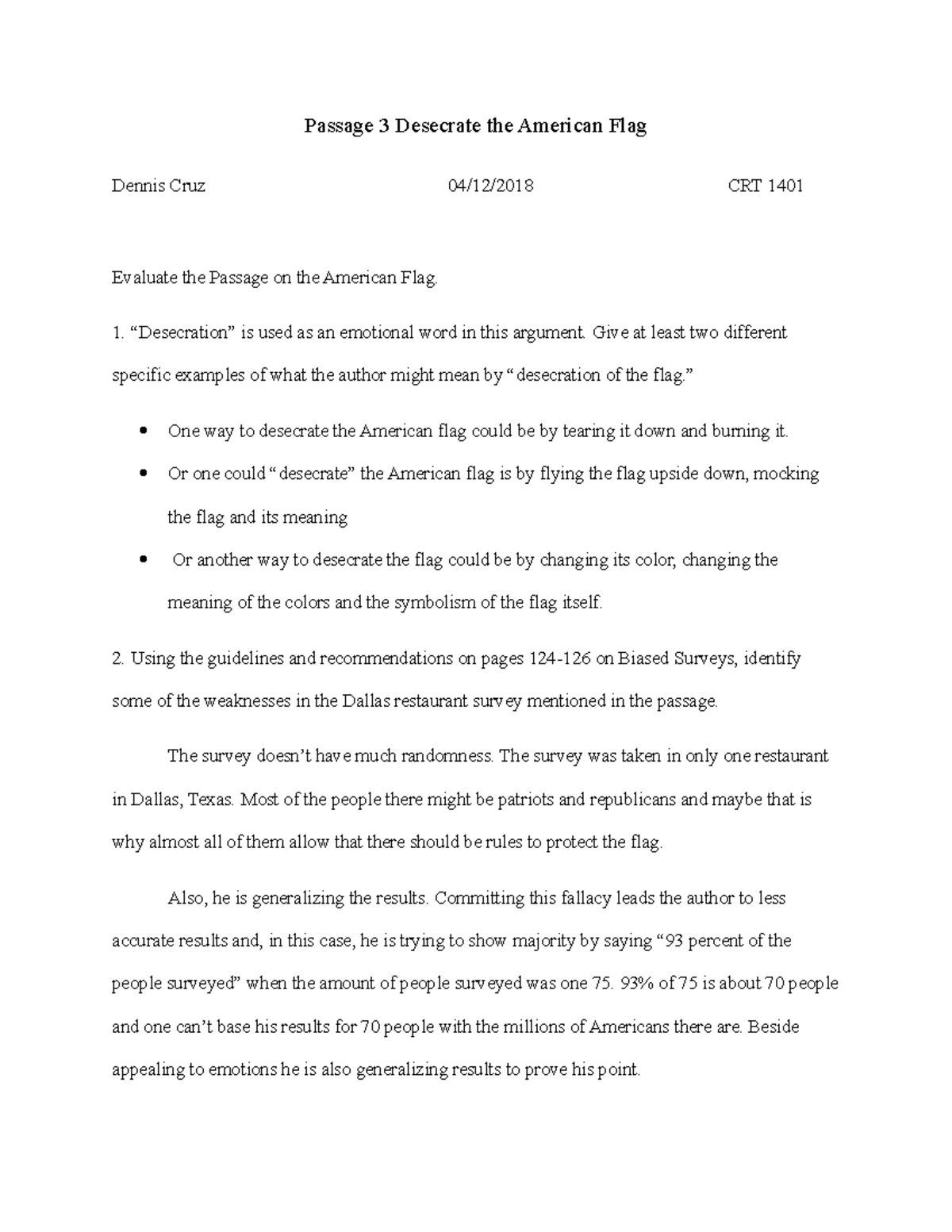 Desecrate American Flag - Passage 3 Desecrate the American Flag Dennis ...