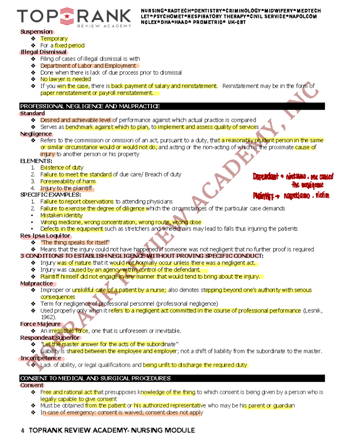 PROFESSIONAL ADJUSTMENT, LEADERSHIP AND MANAGEMENT 2 - 4 TOPRANK REVIEW ...