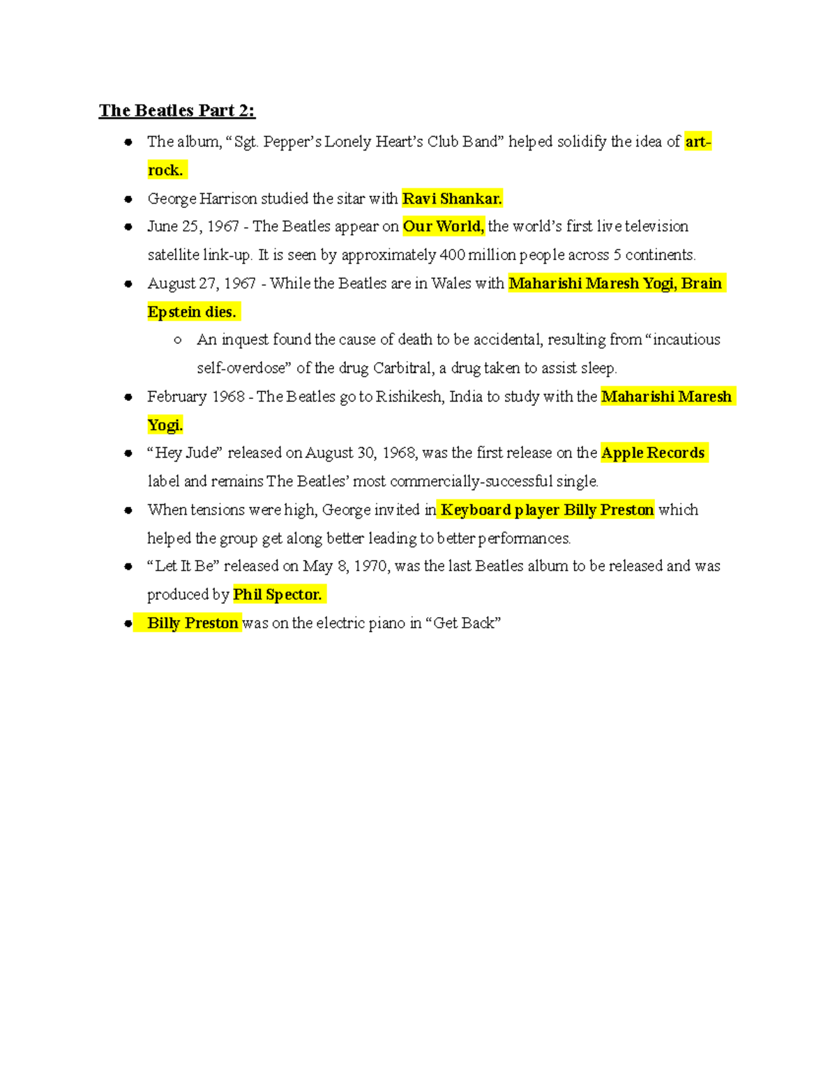 MUS-Z 202 Lecture 2 - The Beatles Part 2: The album, “Sgt. Pepper’s ...