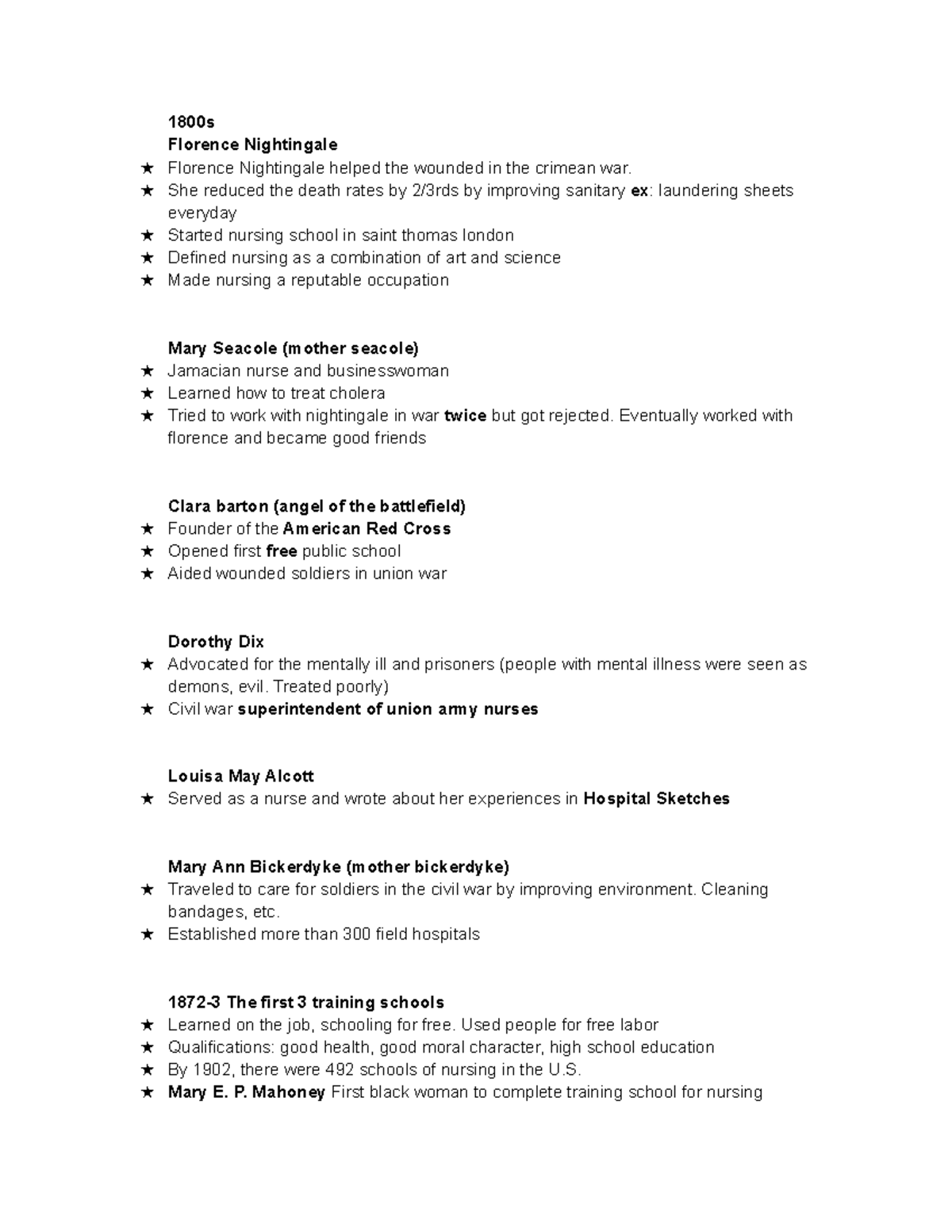 History of Nursing (Week 2) - 1800s Florence Nightingale ★ Florence ...
