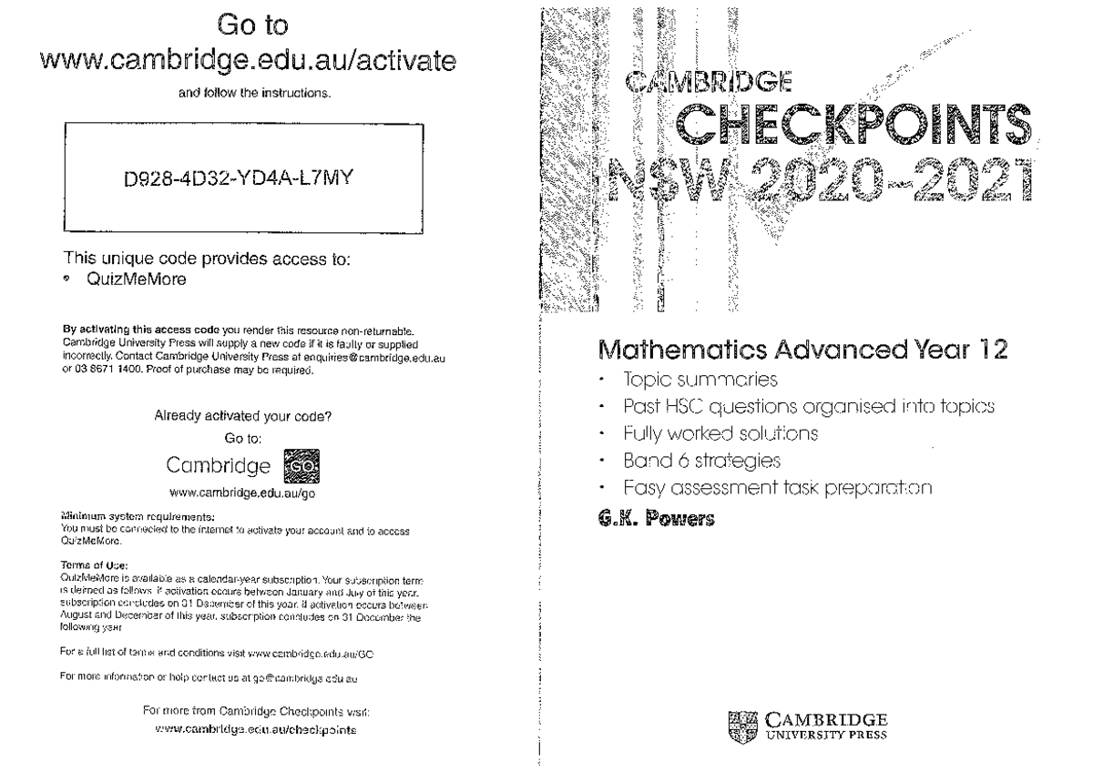 Cambridge Checkpoints Yr 12 Advanced - Studocu
