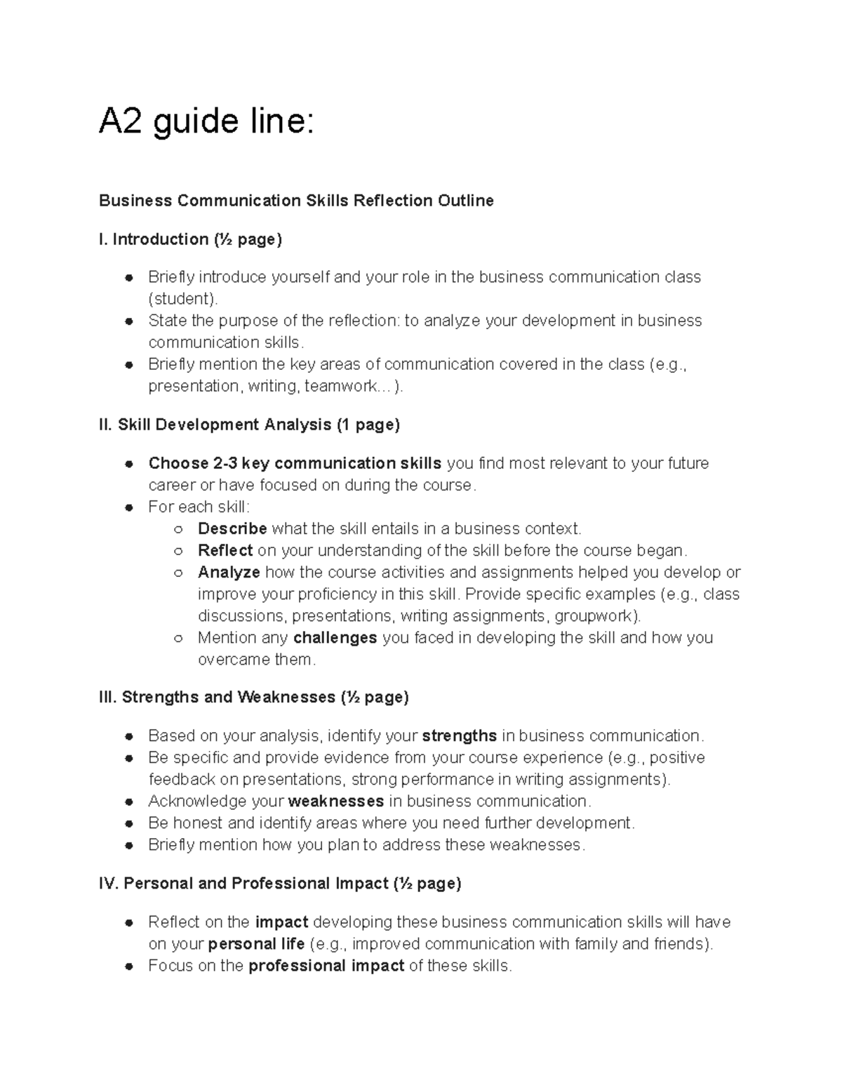 A2 guideline - no no no - A2 guide line: Business Communication Skills ...