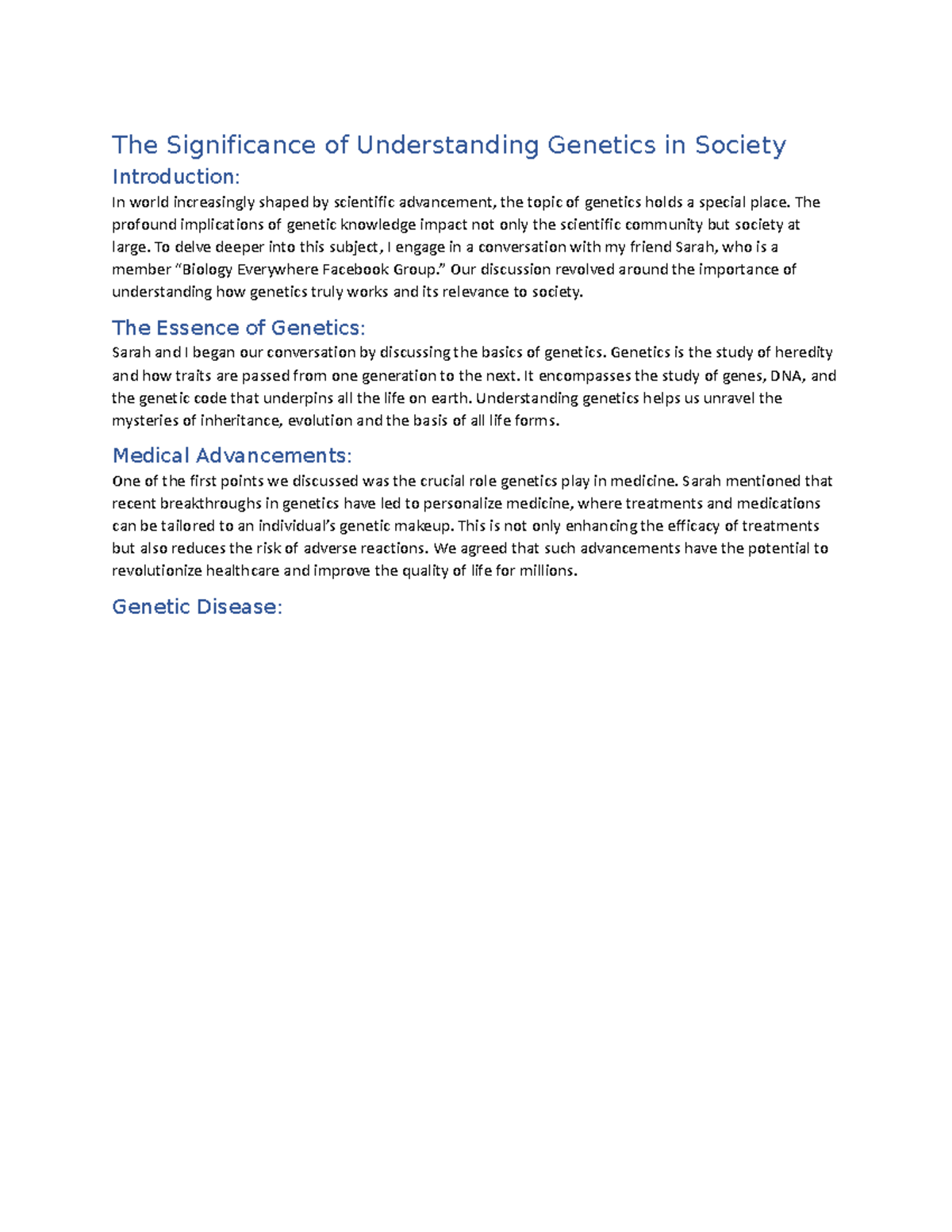 The Significance of Understanding Genetics in Society - The ...