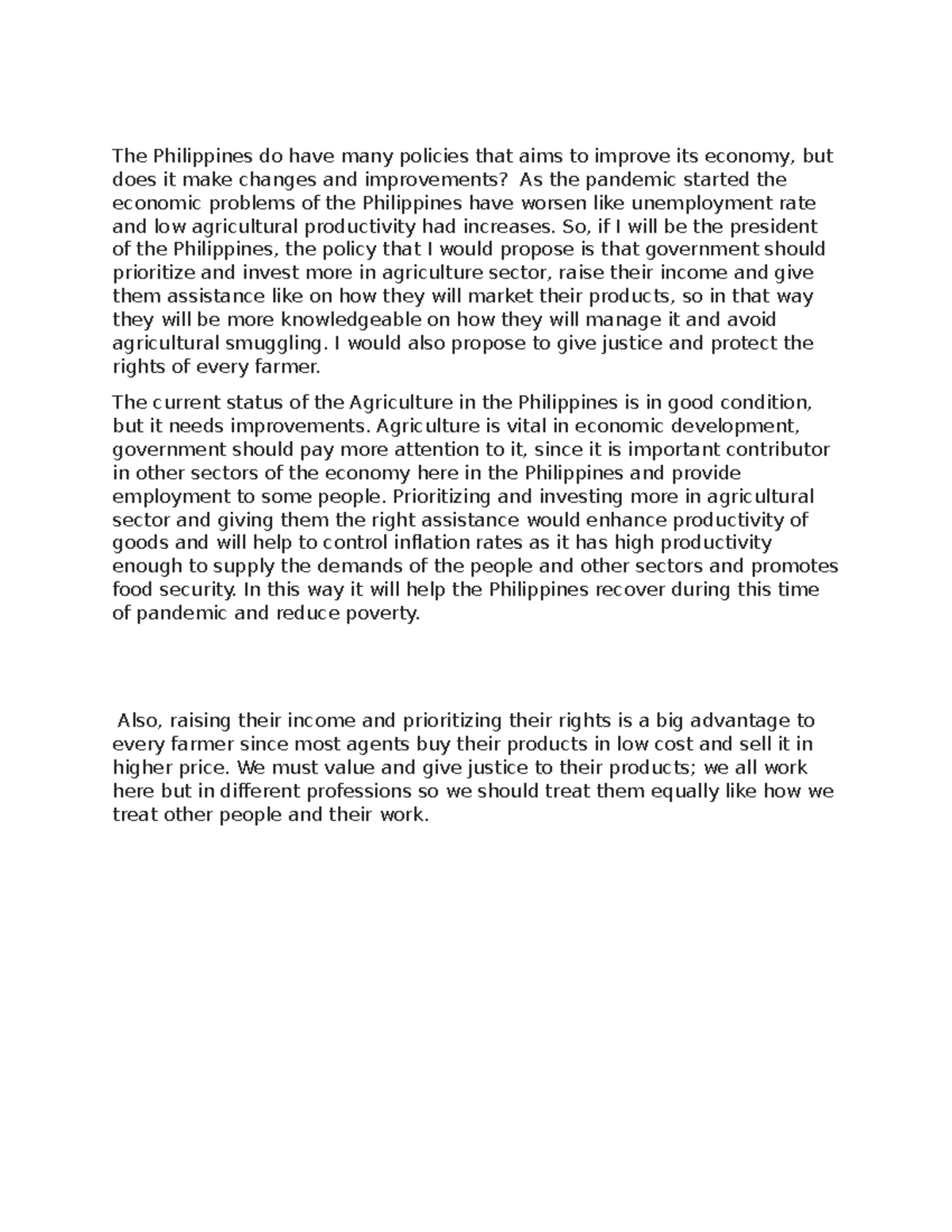 Economic policy - N/A - The Philippines do have many policies that aims ...