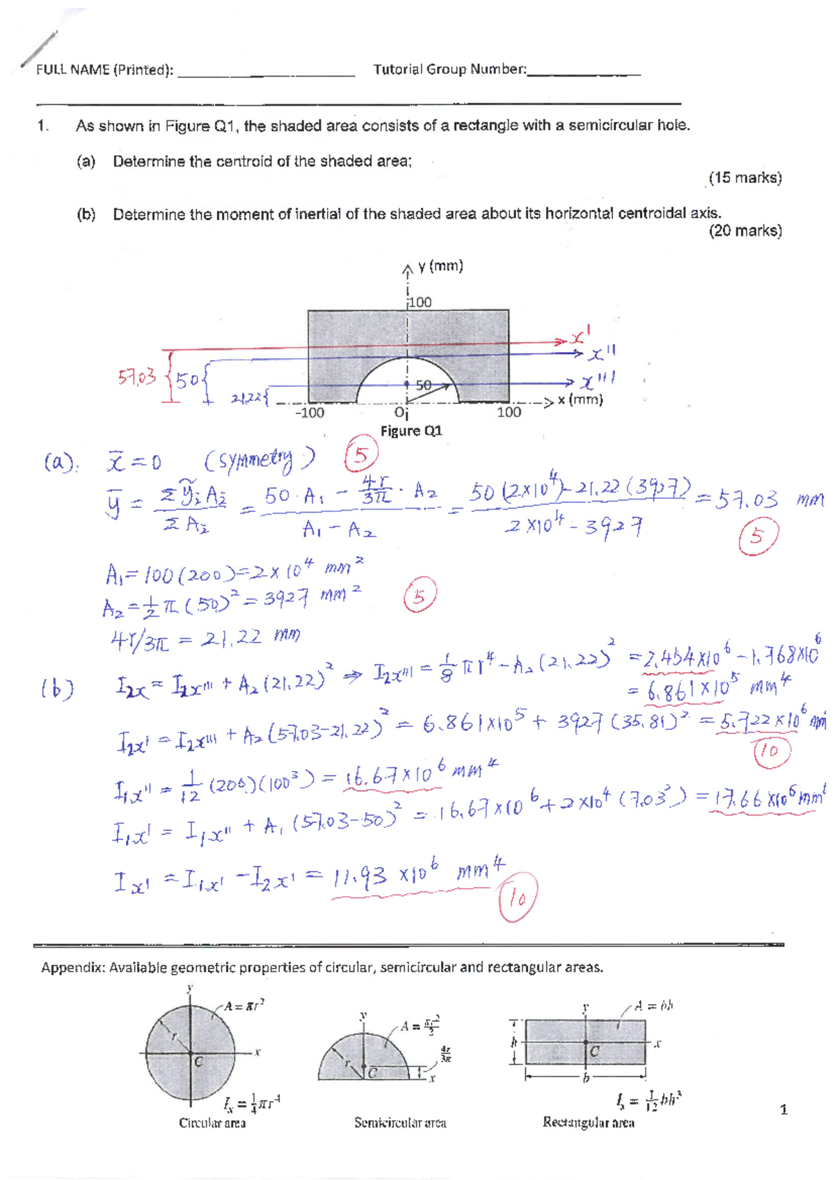 2024S1 CV1011 Quiz1 Reference Solution - FULL NAME (Printed): Tutorial Group Number: 1. As shown ...
