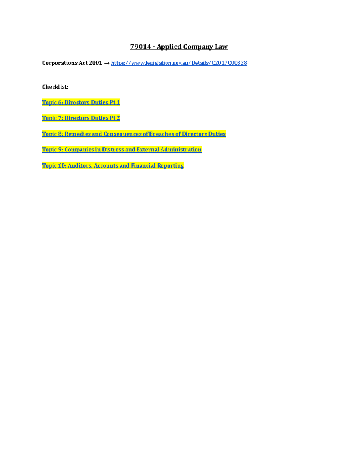ACL Topic 6-10 - 79014 - Applied Company Law Corporations Act 2001 → ...