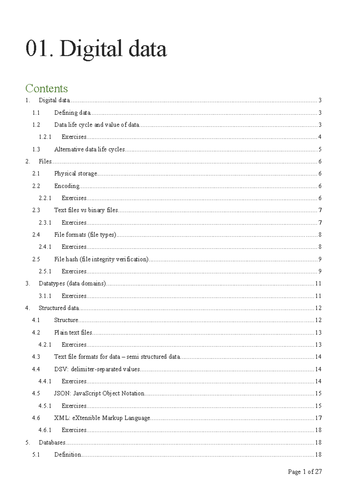 Digital Data Notes (1) - 01. Digital data Digital - Studocu