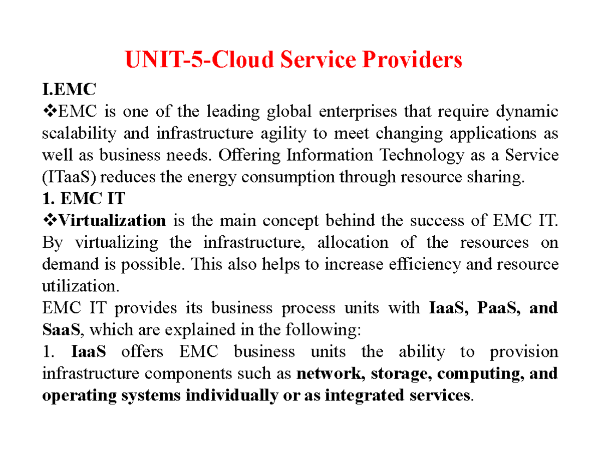CC UNIT-5 - Gowtham kumar - I EMC is one of the leading global enterprises that require dynamic ...
