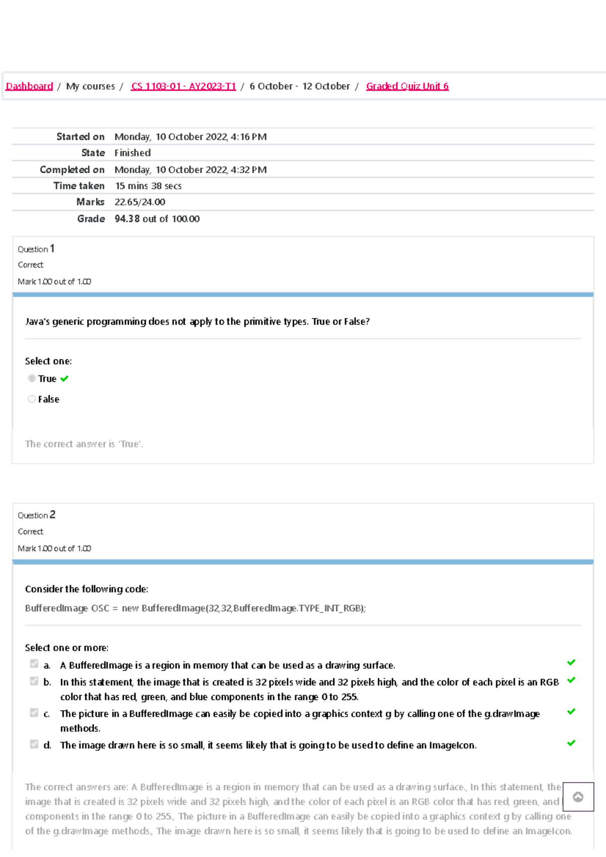 Graded Quiz Unit 6 review - Started on Monday, 10 October 2022, 4:16 PM ...