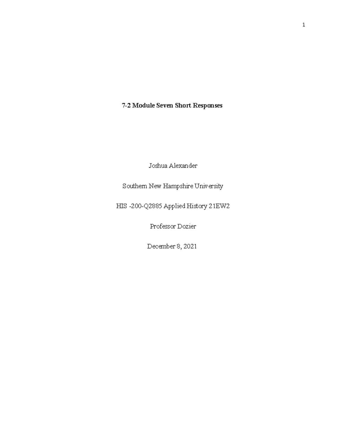 HIS-200 7-2 Module Seven Short Responses - 7-2 Module Seven Short ...