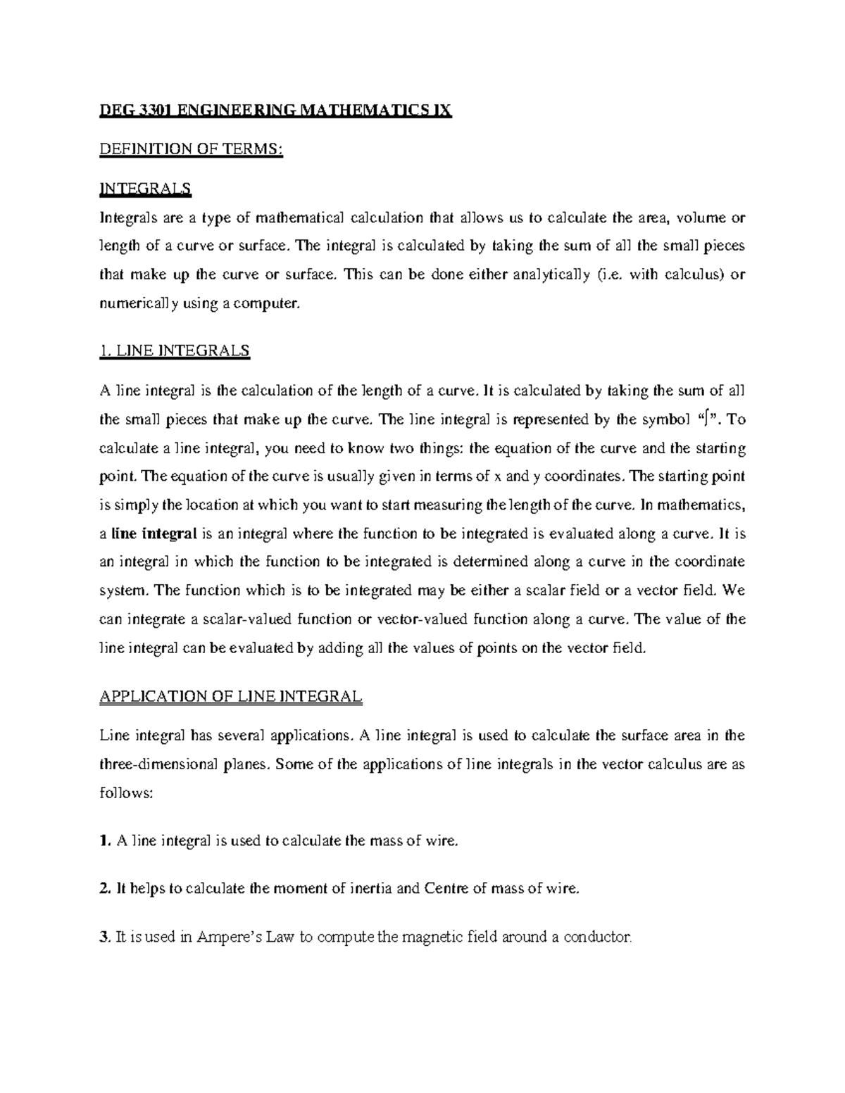 DEG 3301 Engineering Mathematics IX Terms - DEG 3301 ENGINEERING ...
