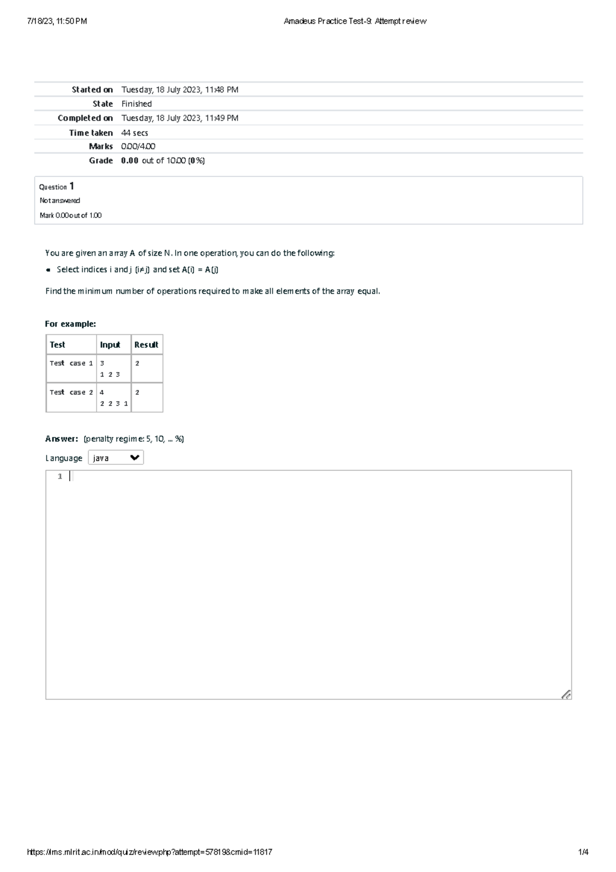 Amadeus Practice Test-9 Attempt review - Started on Tuesday, 18 July ...