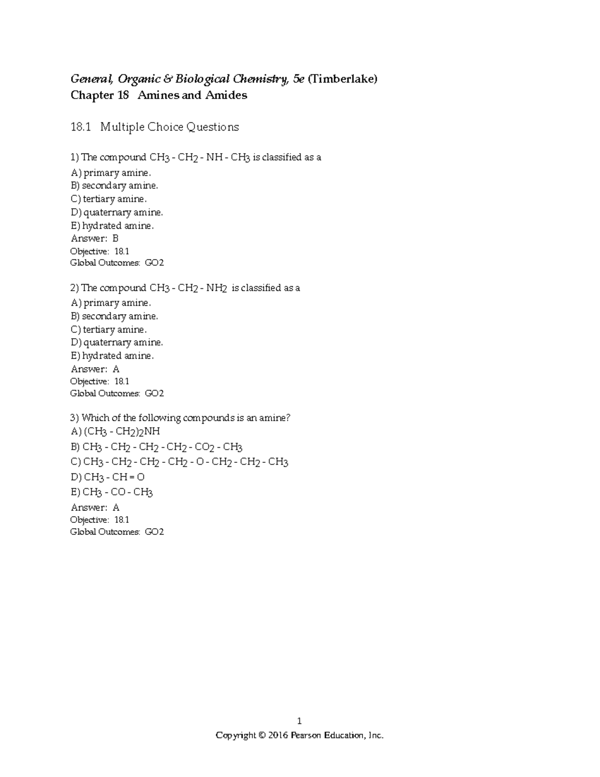 Chapter 18 amines and amides - 1 General, Organic & Biological ...