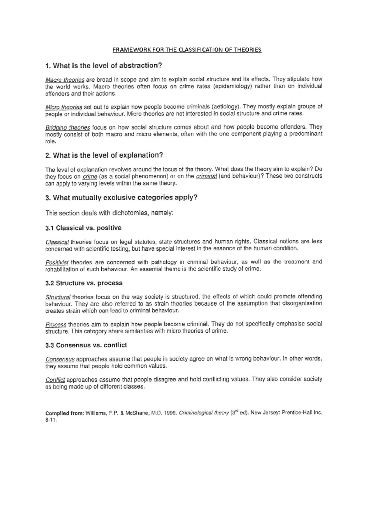 Framework FOR THE Classification OF Theories - REPR7312 - FRAMEWORK FOR ...