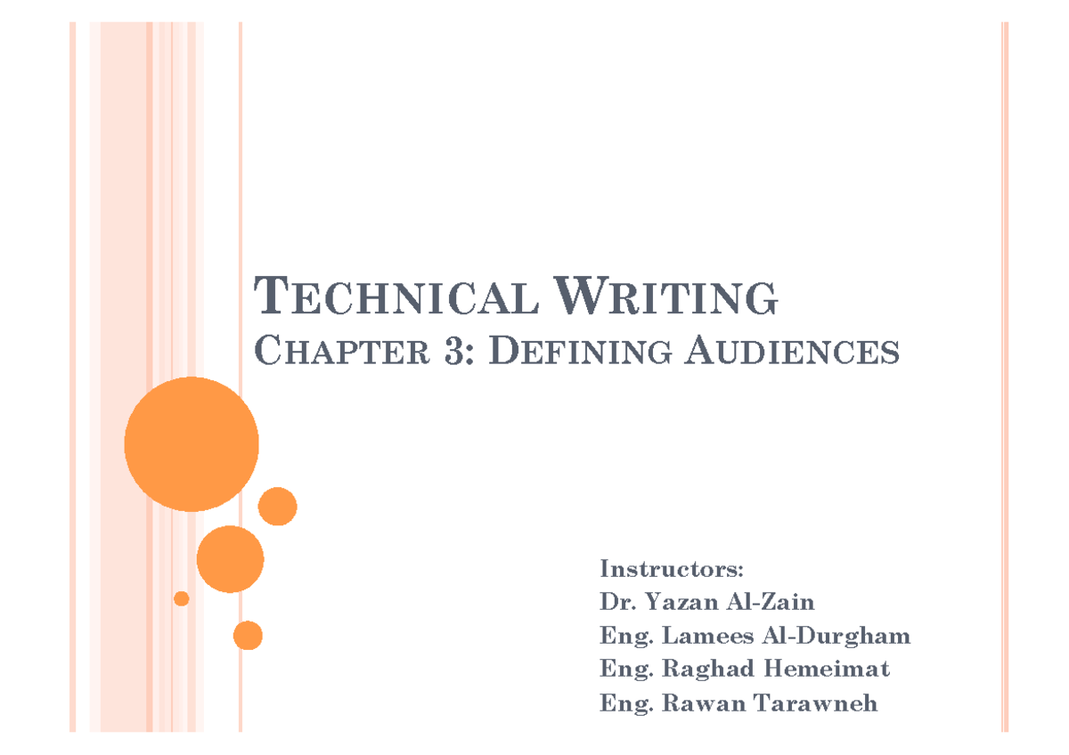 (2) Defining The Audiences - TECHNICAL WRITING CHAPTER 3: DEFINING ...