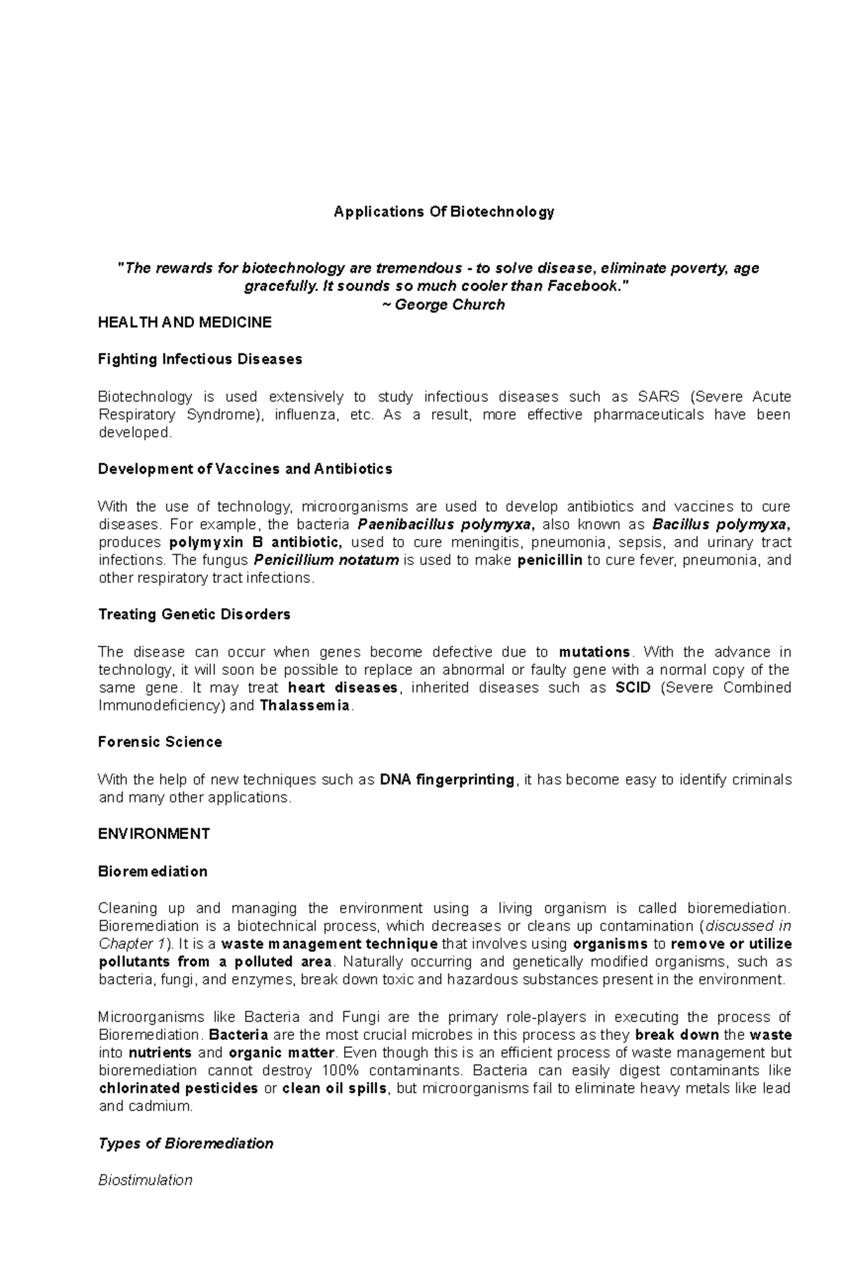 Applications Of Biotechnology - Applications Of Biotechnology "The ...