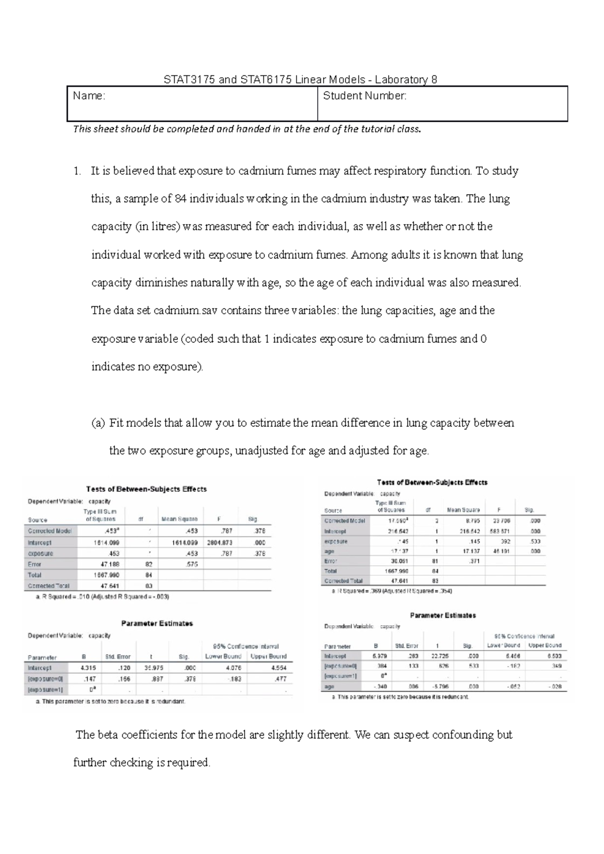 Lab8 - Sgta submission with data output - STAT3175 and STAT6175 Linear Models - Laboratory 8 ...